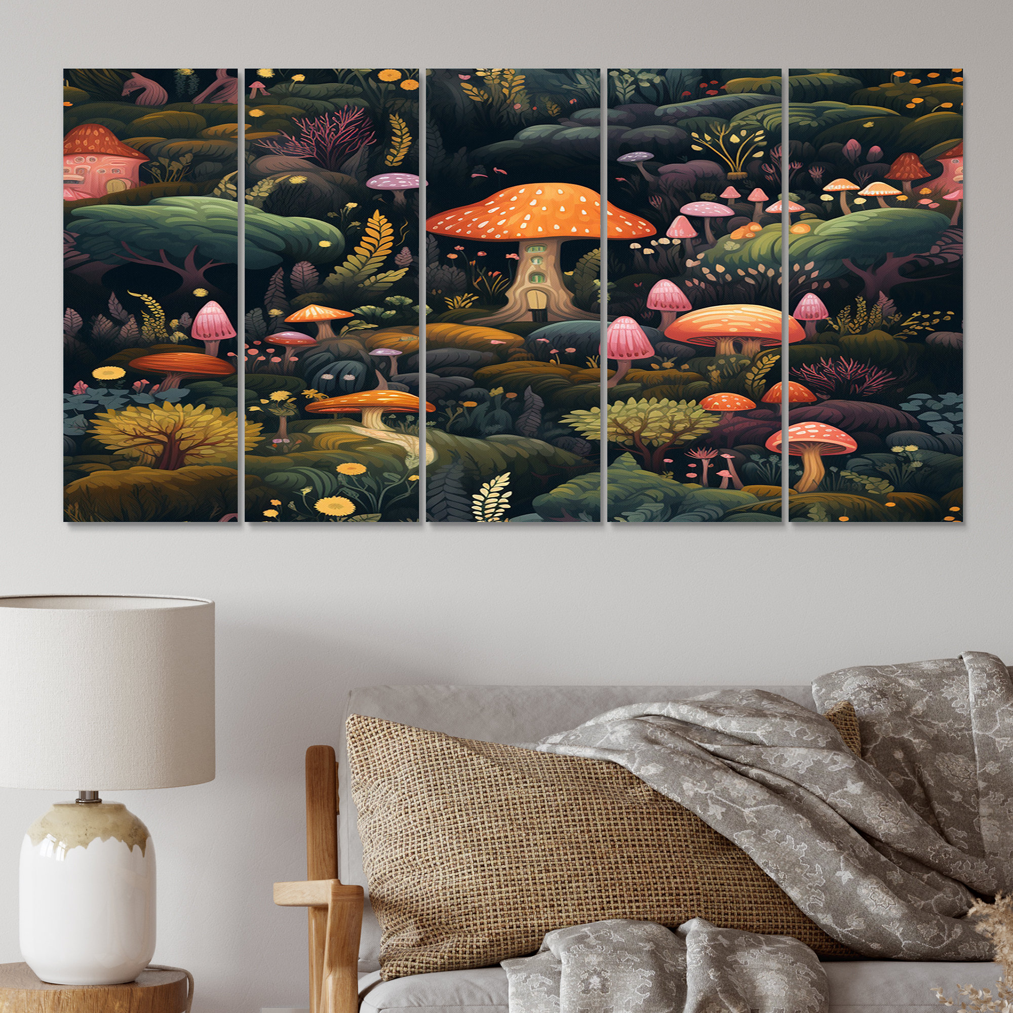Trinx Magical Mushrooms Enchanted Forest - Mushroom Wall Art Living ...