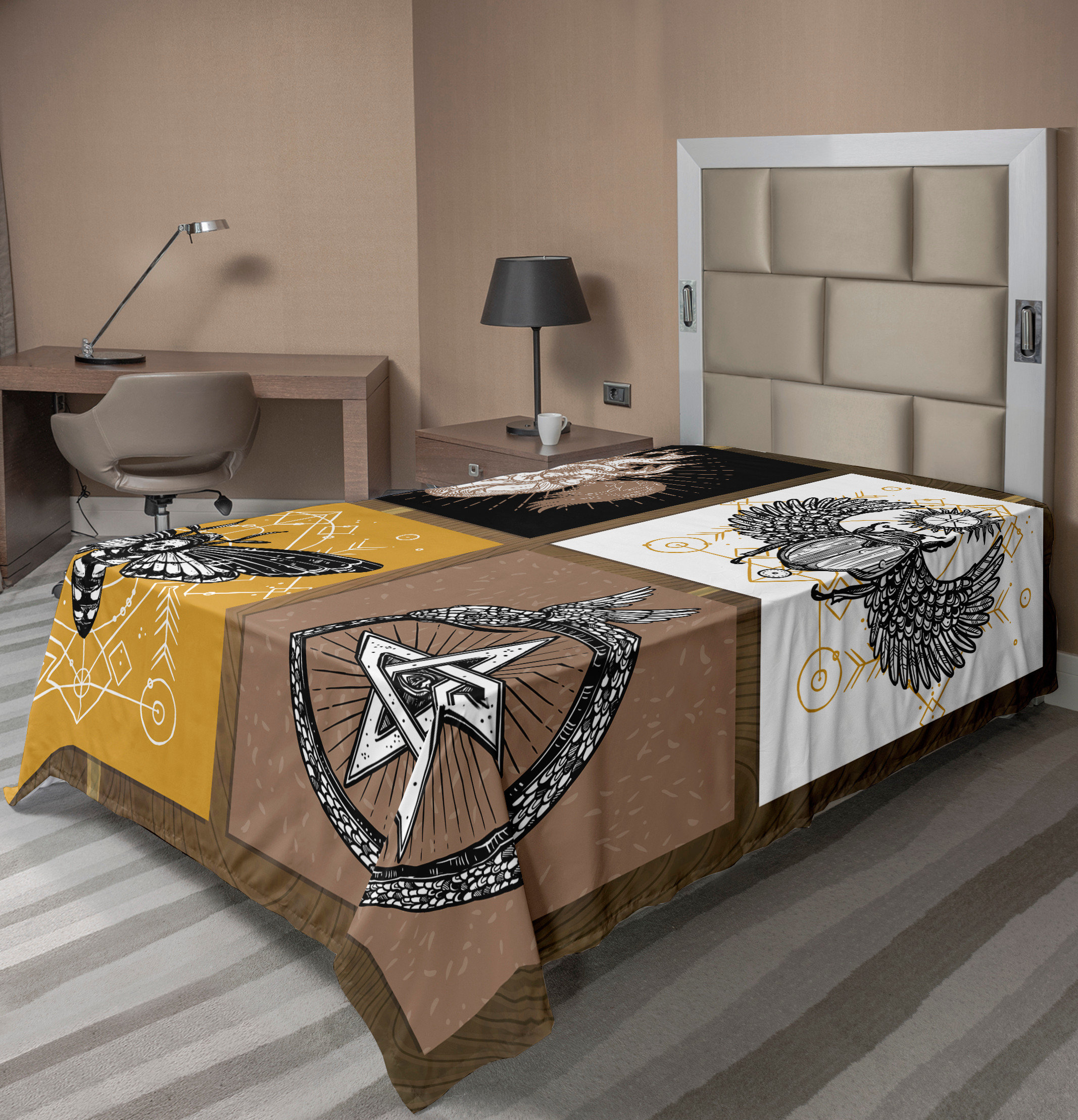 Ambesonne Bohemian Top Flat Sheet Gothic and Boho Squares TwinXL ...