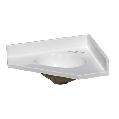 GCC White Marble Corner Bathroom Sink with Overflow Hole & Reviews ...
