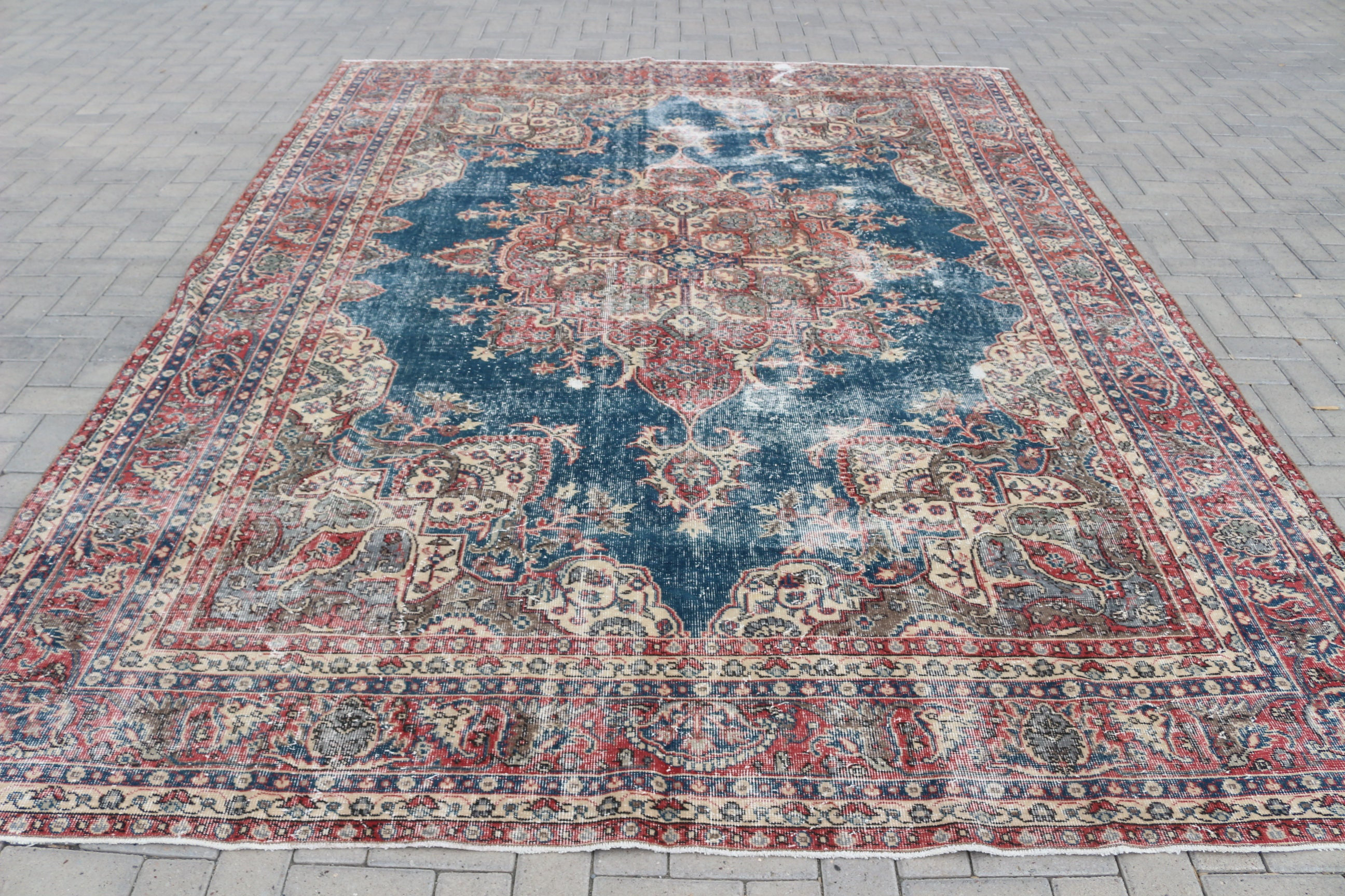 kayra export Oversize Vintage Turkish Red Rug For Home Decor - An Authentic Handmade Decorative ...