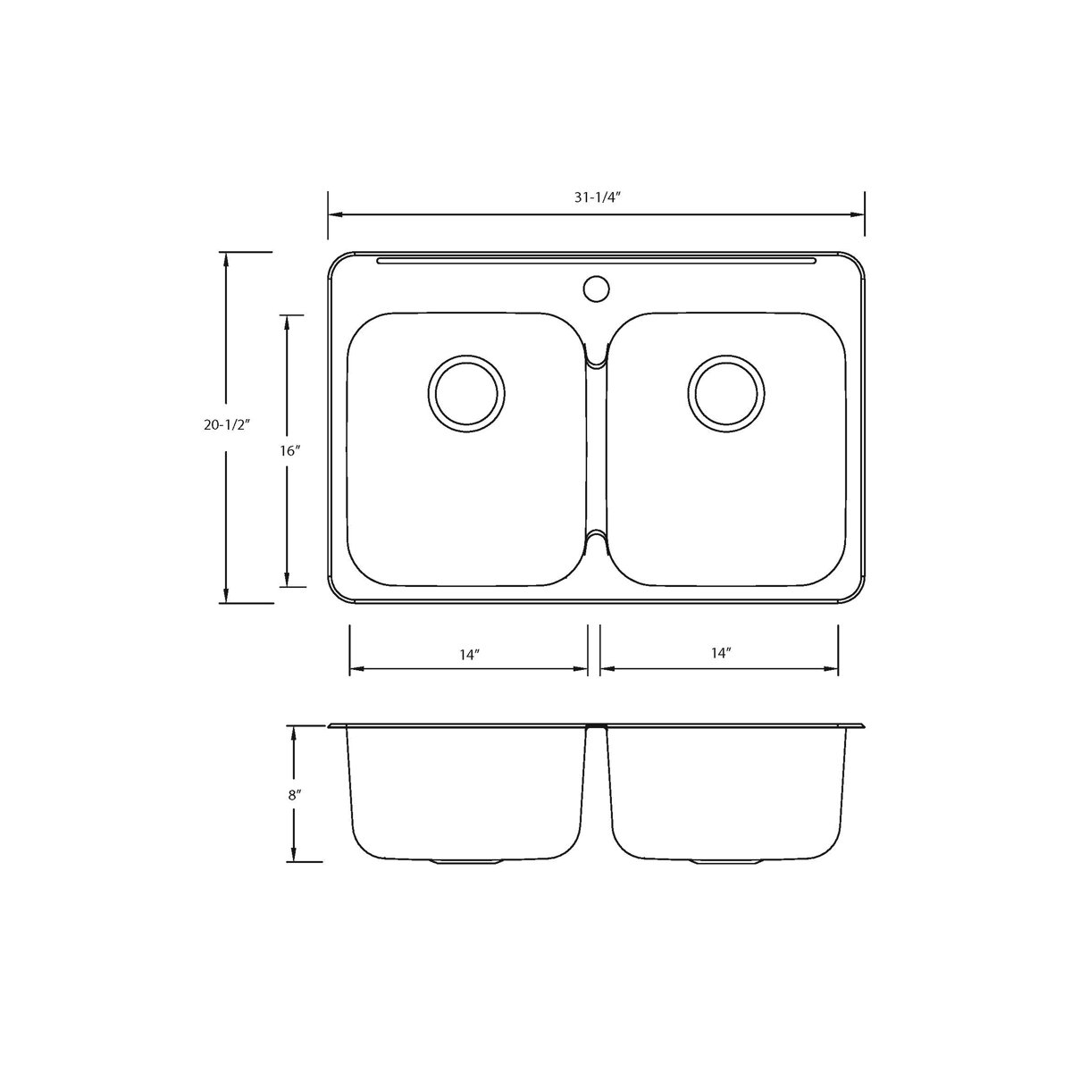ONEX® Drop-in Double Bowl 31" X 20" Stainless Steel Sink - Wayfair Canada
