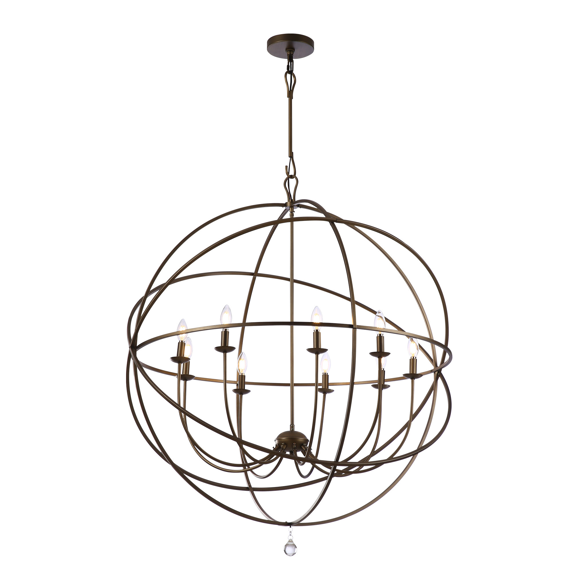 Gracie Oaks Shamaria 40-Inch Oversize 9 - Light Dimmable Globe Metal ...