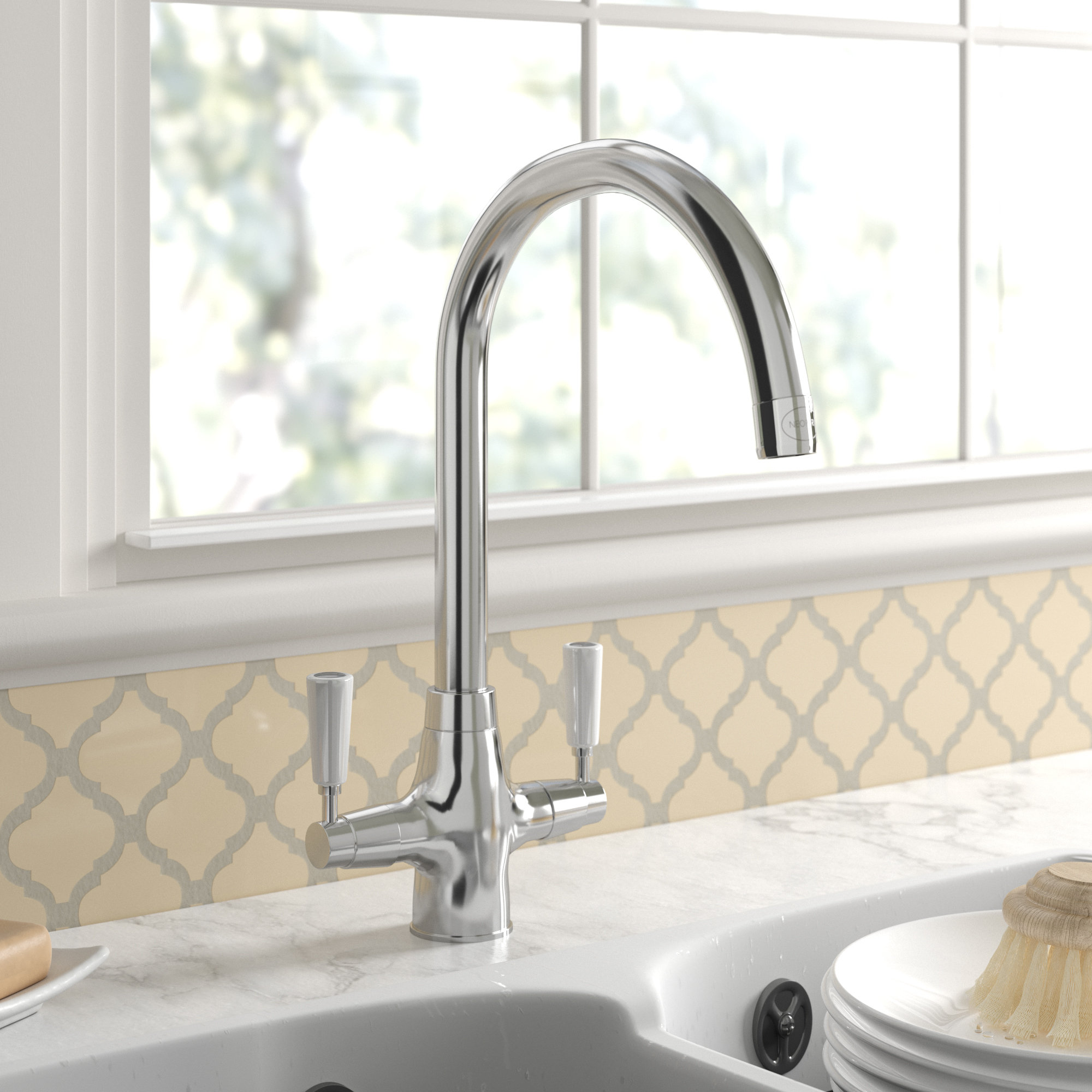 Rangemaster Sink & Taps Aquaclassic Twin Lever Monobloc Tap & Reviews | Wayfair.co.uk