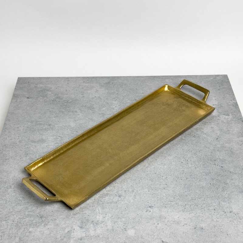 Mercer41 Textured Gold Aluminum Rectangular Tray with Handles | Wayfair
