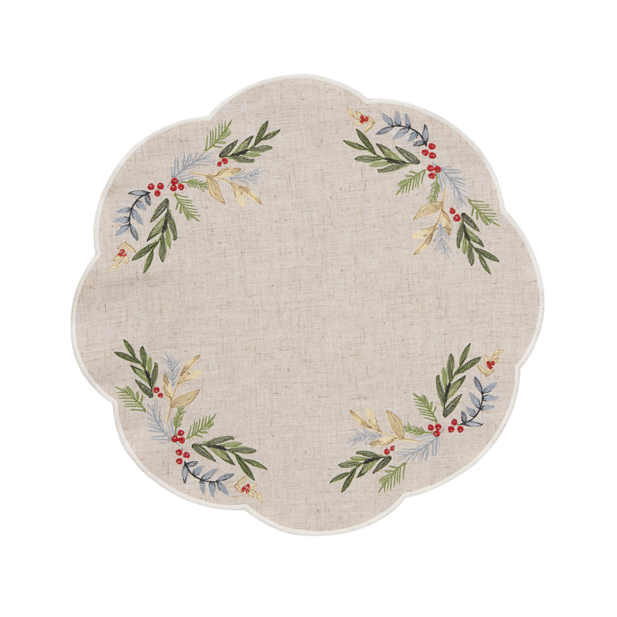 Lenox French Perle Holly Embroidered Placemat 4 Pack Set | Wayfair