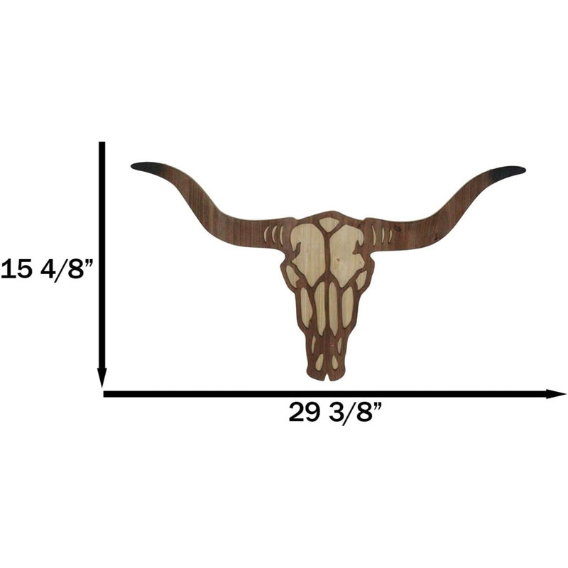 Loon Peak® Rustic Western MDF Wood Longhorn Cow Skull Cutout Wall Decor ...