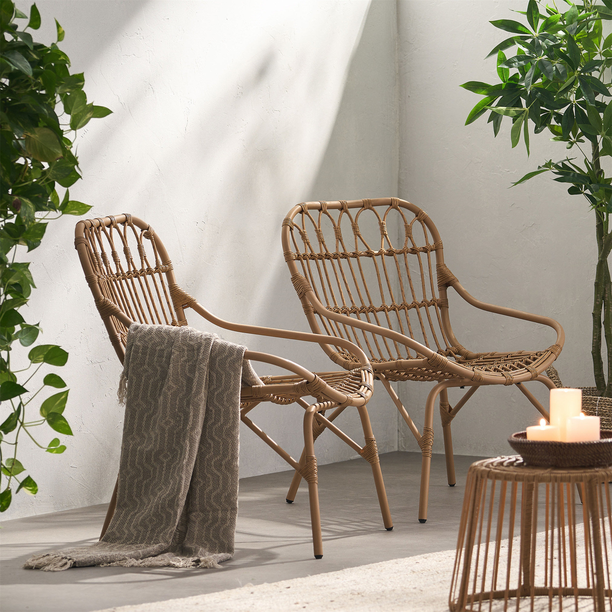 Bayou Breeze Bohemian Open Weave Wicker Chairs, Perfect For Backyard ...