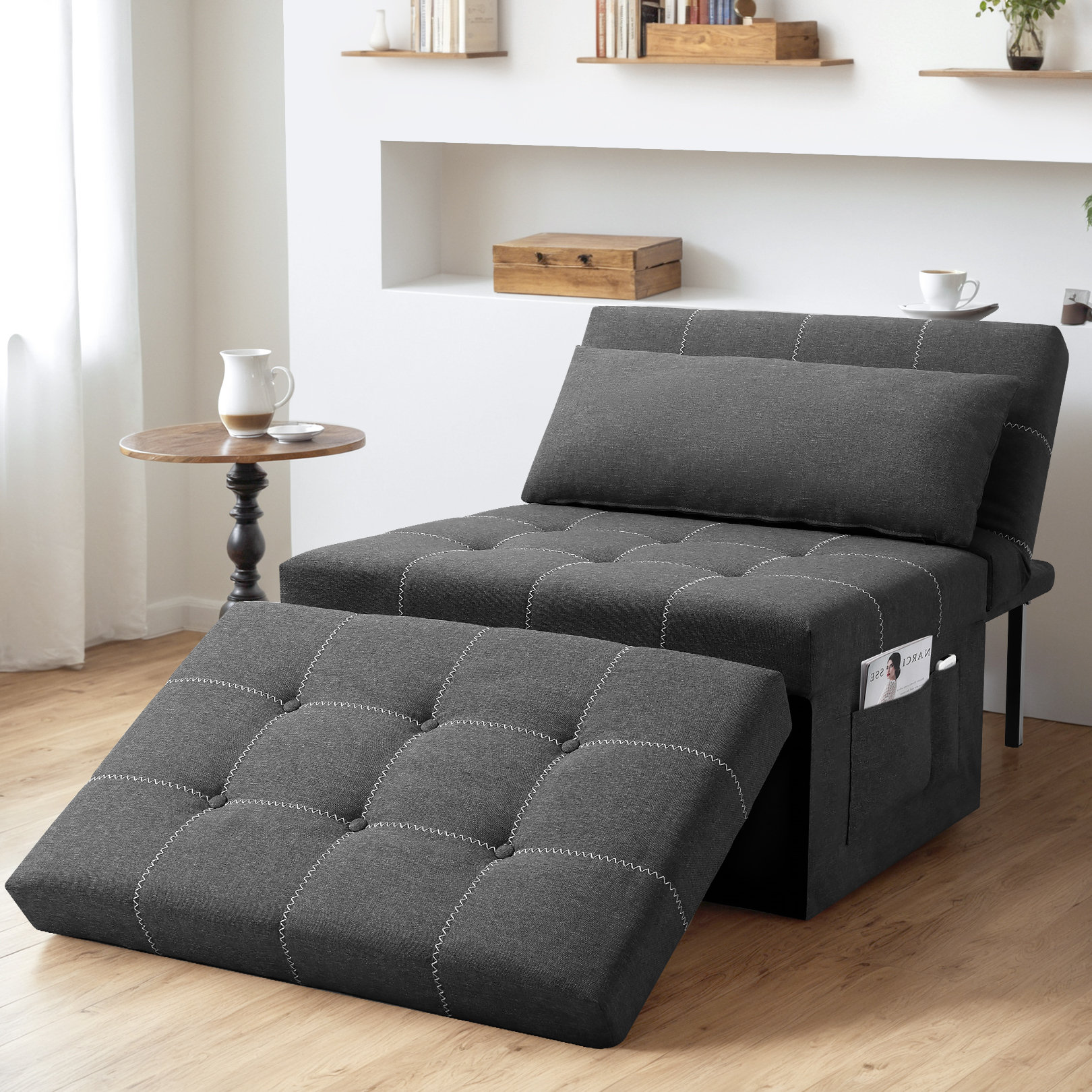 Ebern Designs 72"L 4 In 1 Multi-Function Folding Sofa Bed Ottoman ...