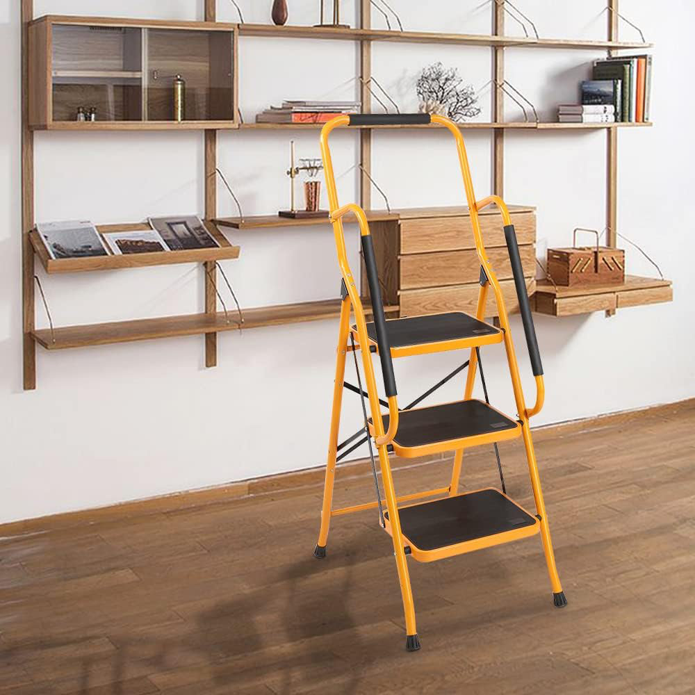 WFX Utility™ 3 Step Ladder With Handrails, 330Lbs Folding Step Stool, W ...