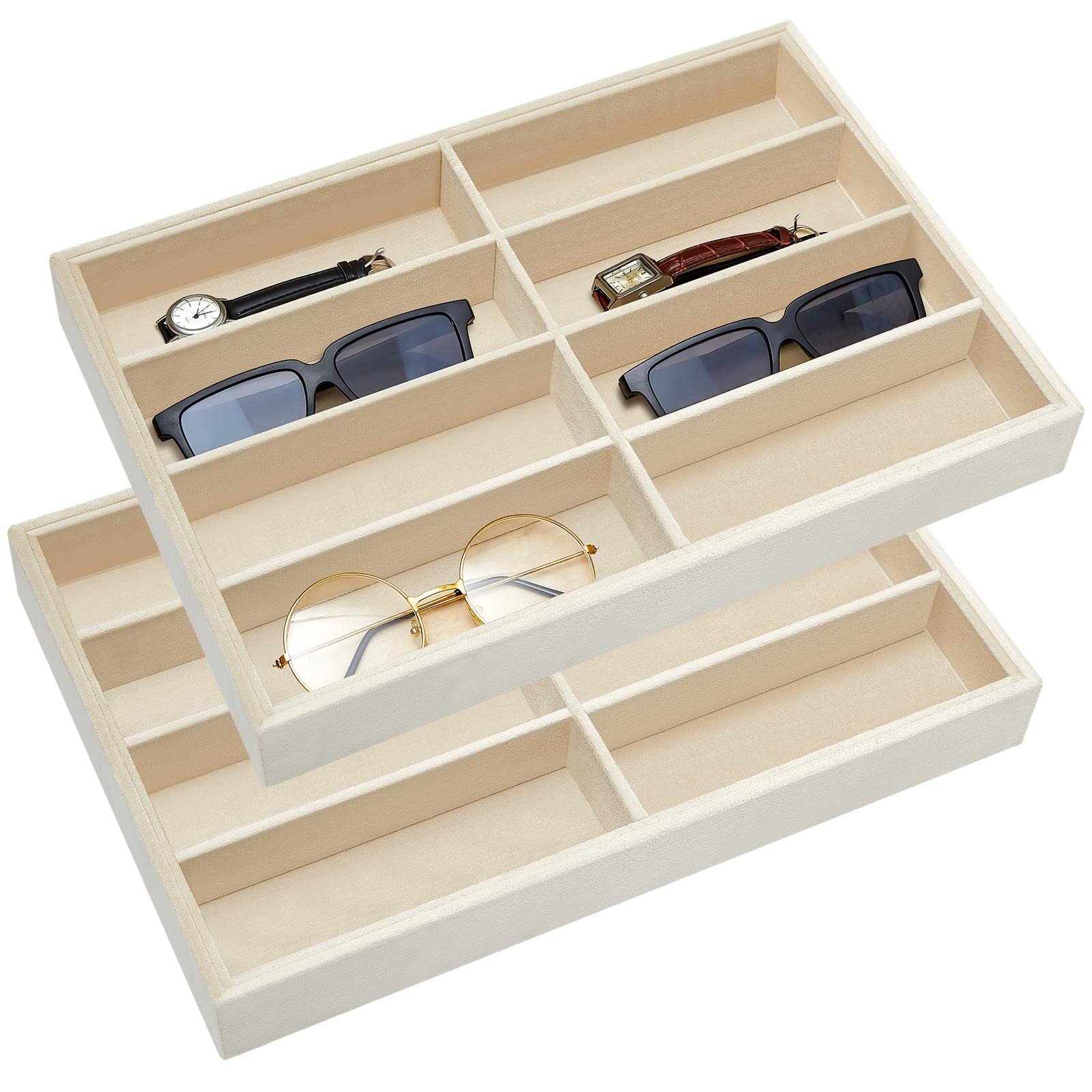Latitude Run® 2 Pcs Sunglass Organizer Trays Glasses Tray Stackable ...