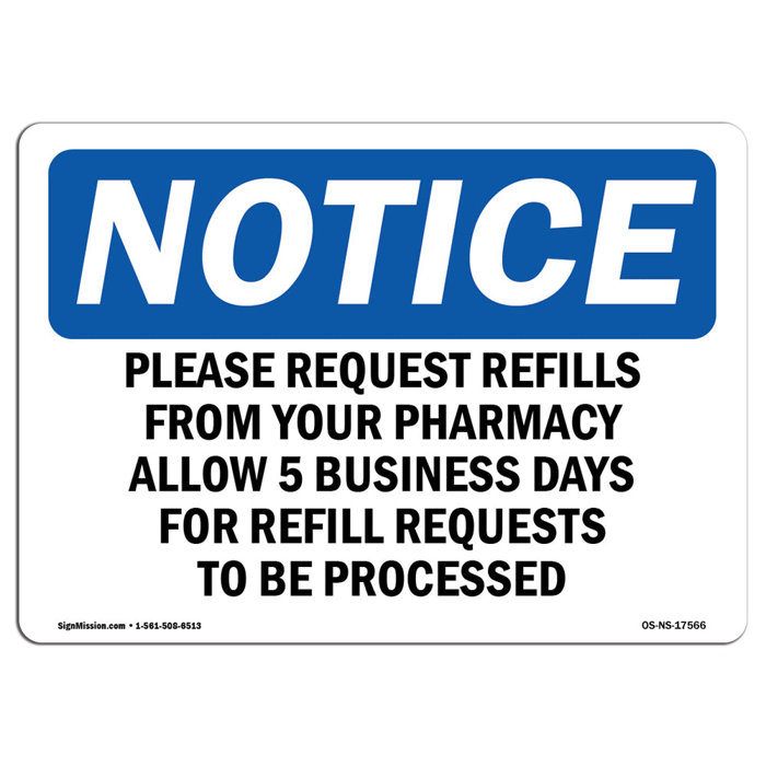 SignMission Please Request Refills from Your Pharmacy Sign | Wayfair
