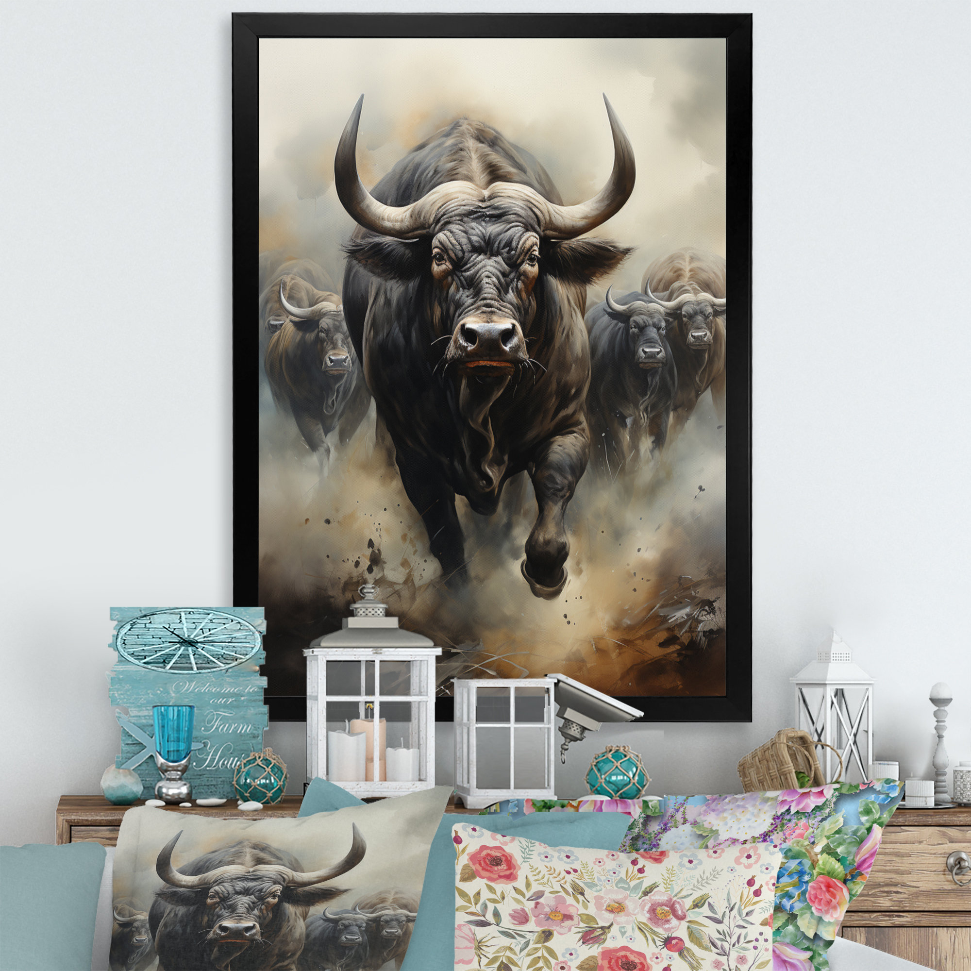 Union Rustic Africa Buffalo Migration I - African Canvas Art Print ...