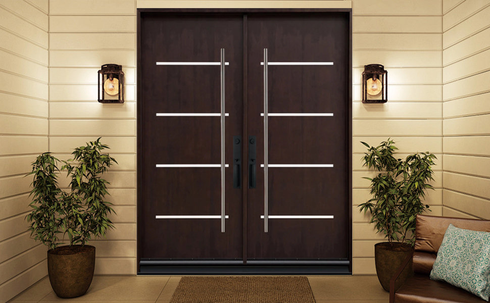 NEWBANG BGW Doors M5P30X30X96RH Modern Door For Entry Crafted Mahogany ...