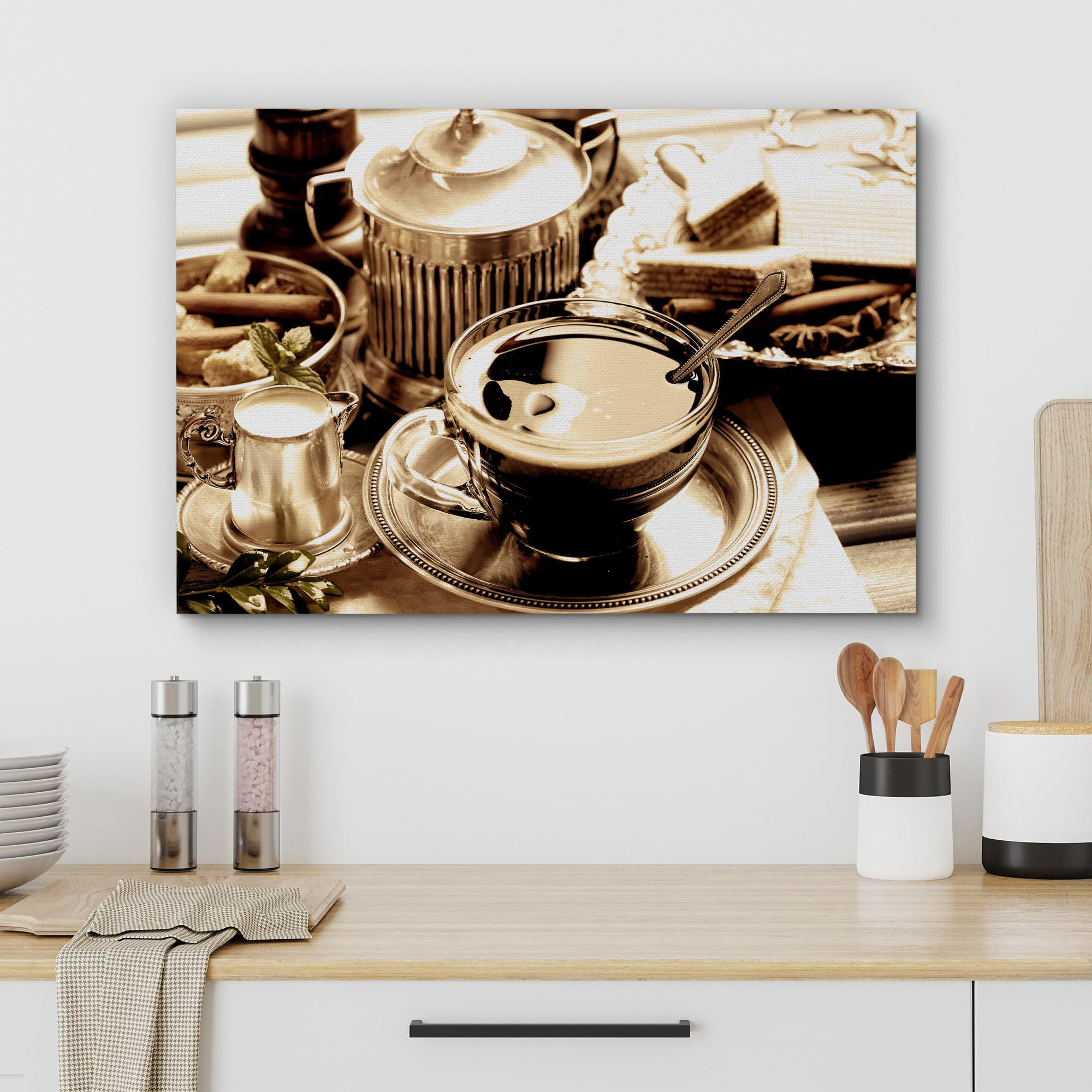 IDEA4WALL Morning Coffee Espresso Sepia Kitchen & Cooking Food ...