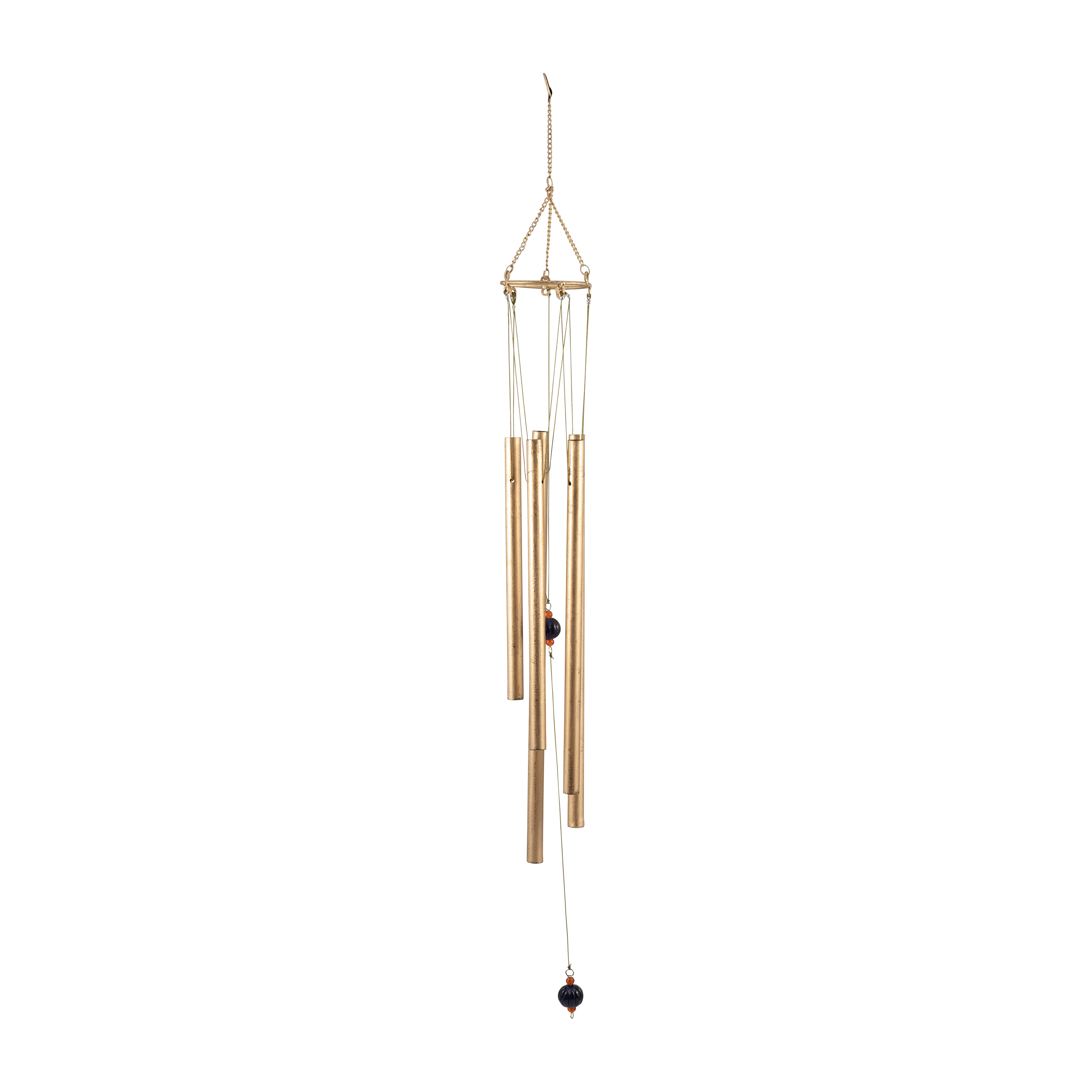 Arlmont & Co. Picrin Bells and Windchimes Metal Garden Accent 43" Gold ...