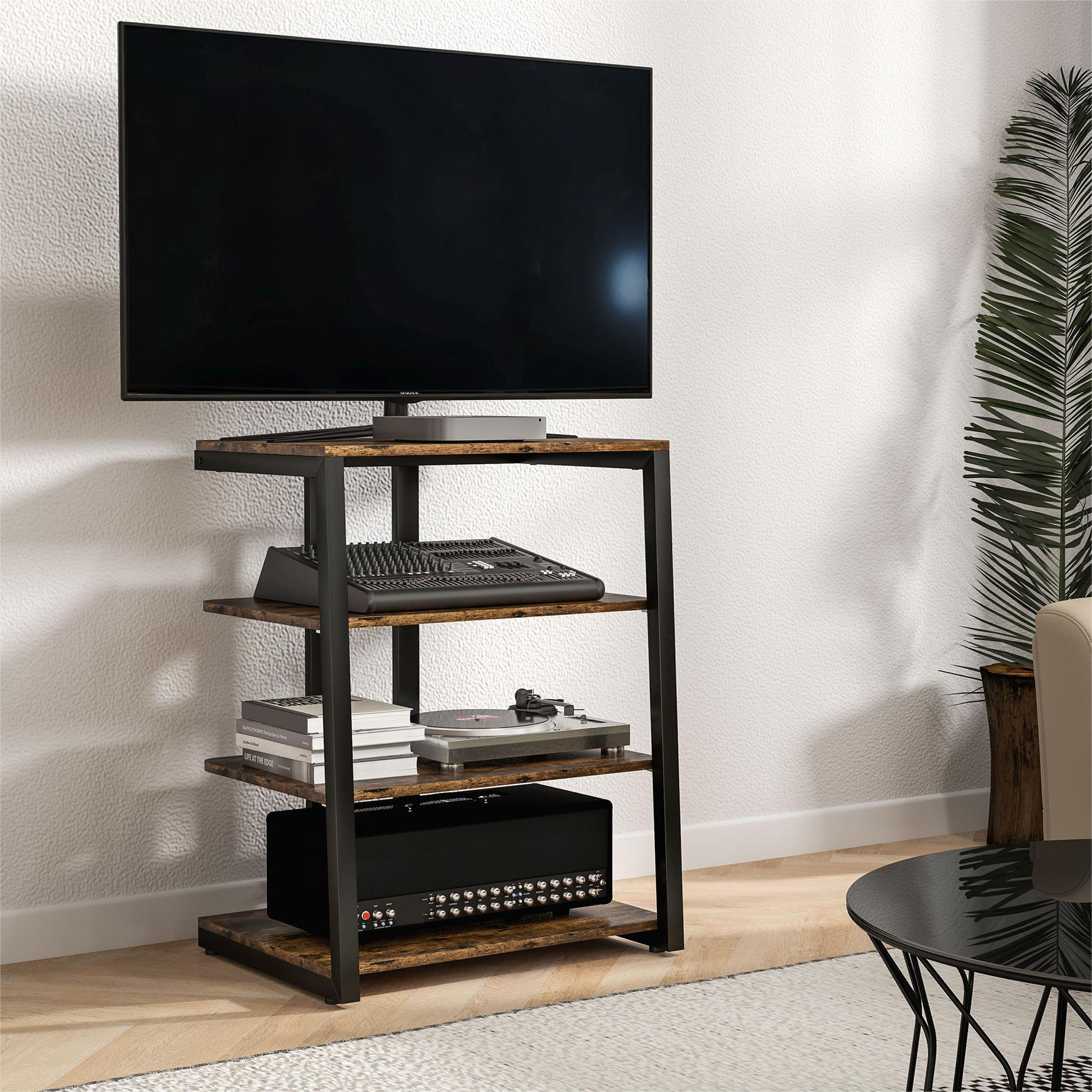 17 Stories Steel Frame TV Stand for 28" TV with Adjustable Shelve ...