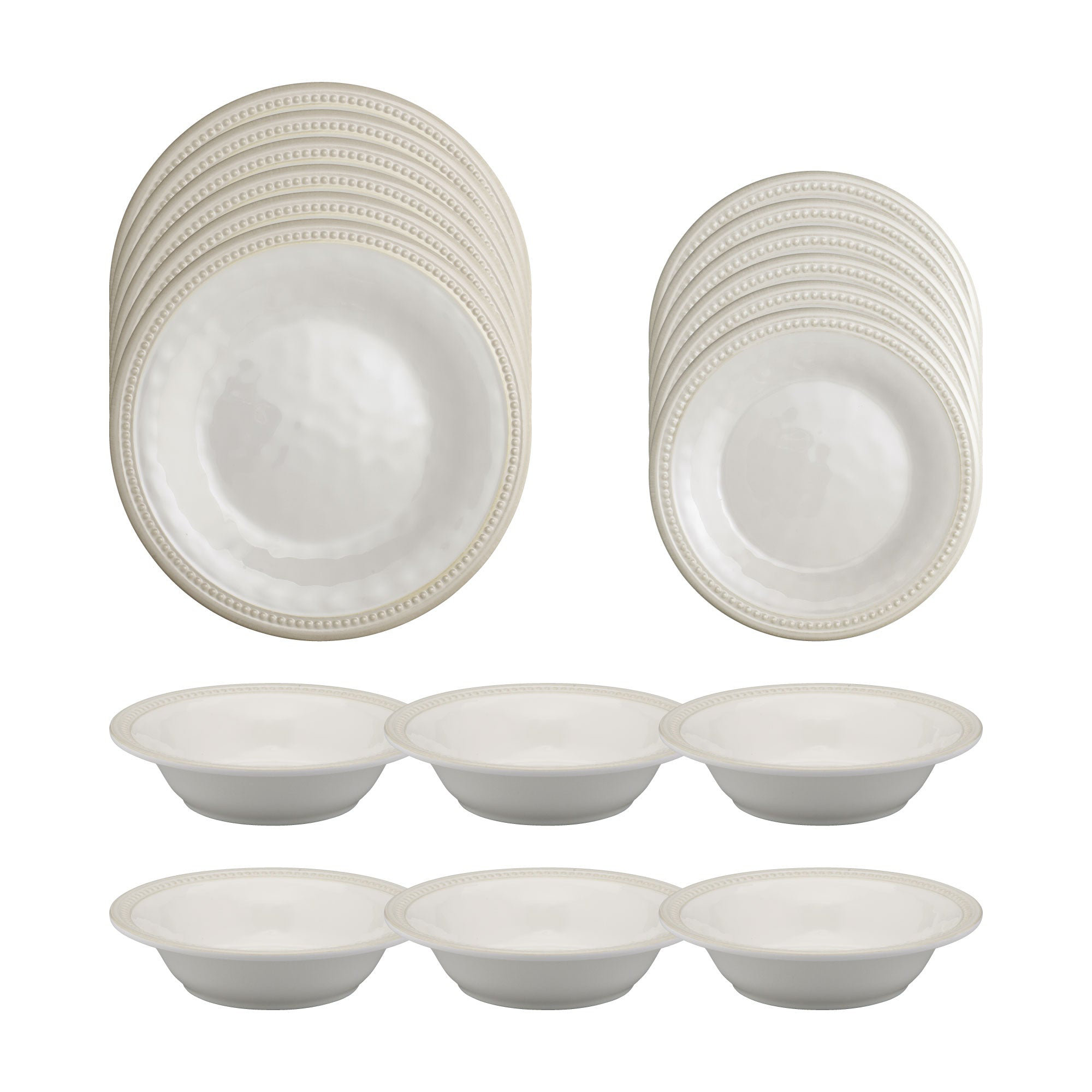Red Barrel Studio® Beaded 18 Piece Melamine Dinnerware Set Plate and ...