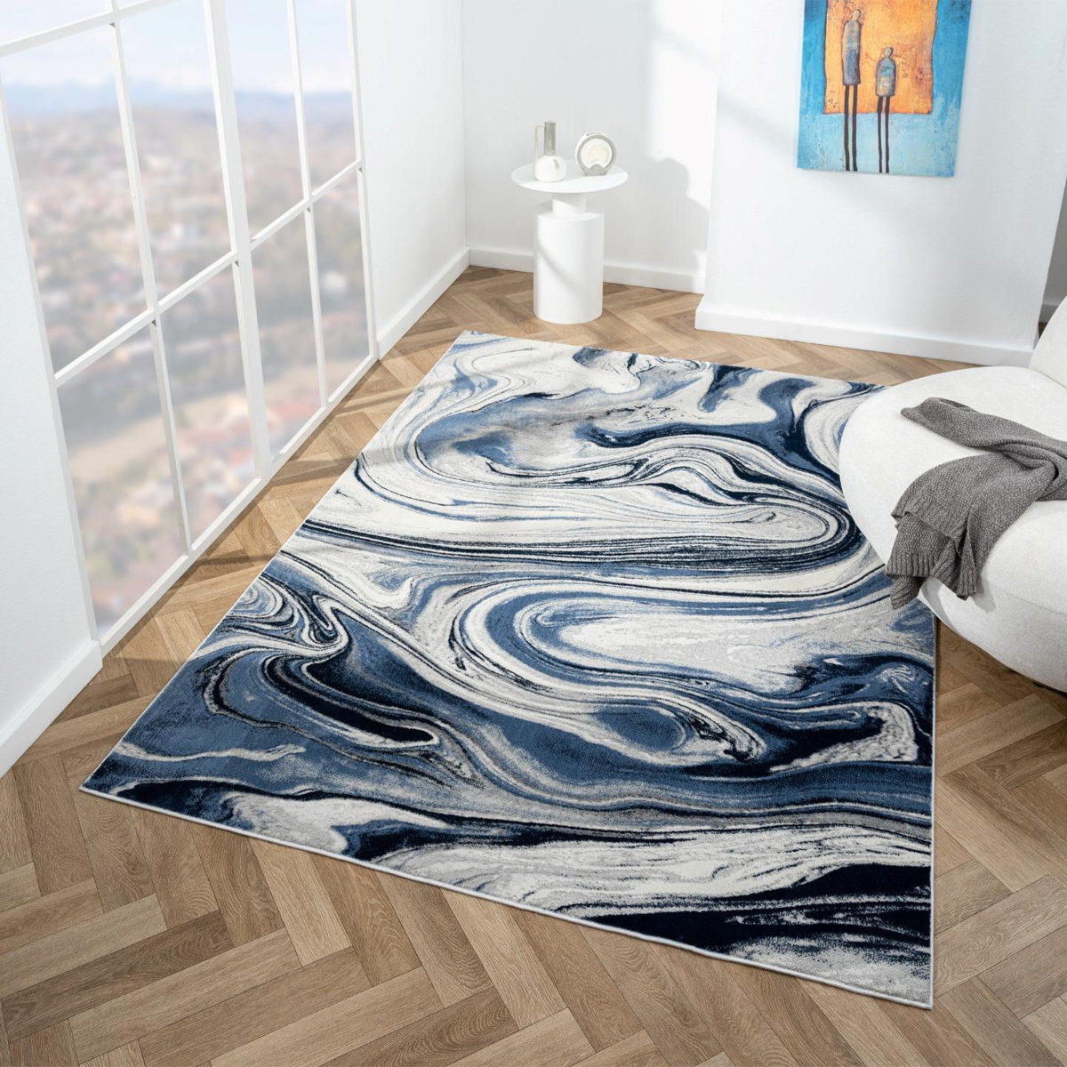 Wrought Studio™ Abstract Marble Swirl Area Rug | Wayfair