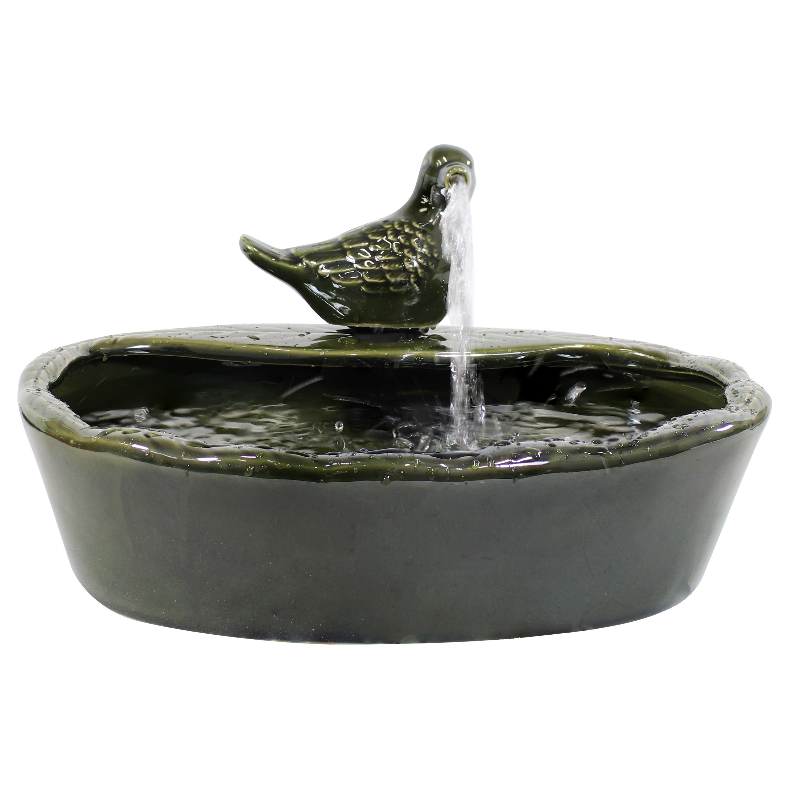 August Grove Avidan Ceramic Solar Glazed Dove Water Fountain & Reviews ...