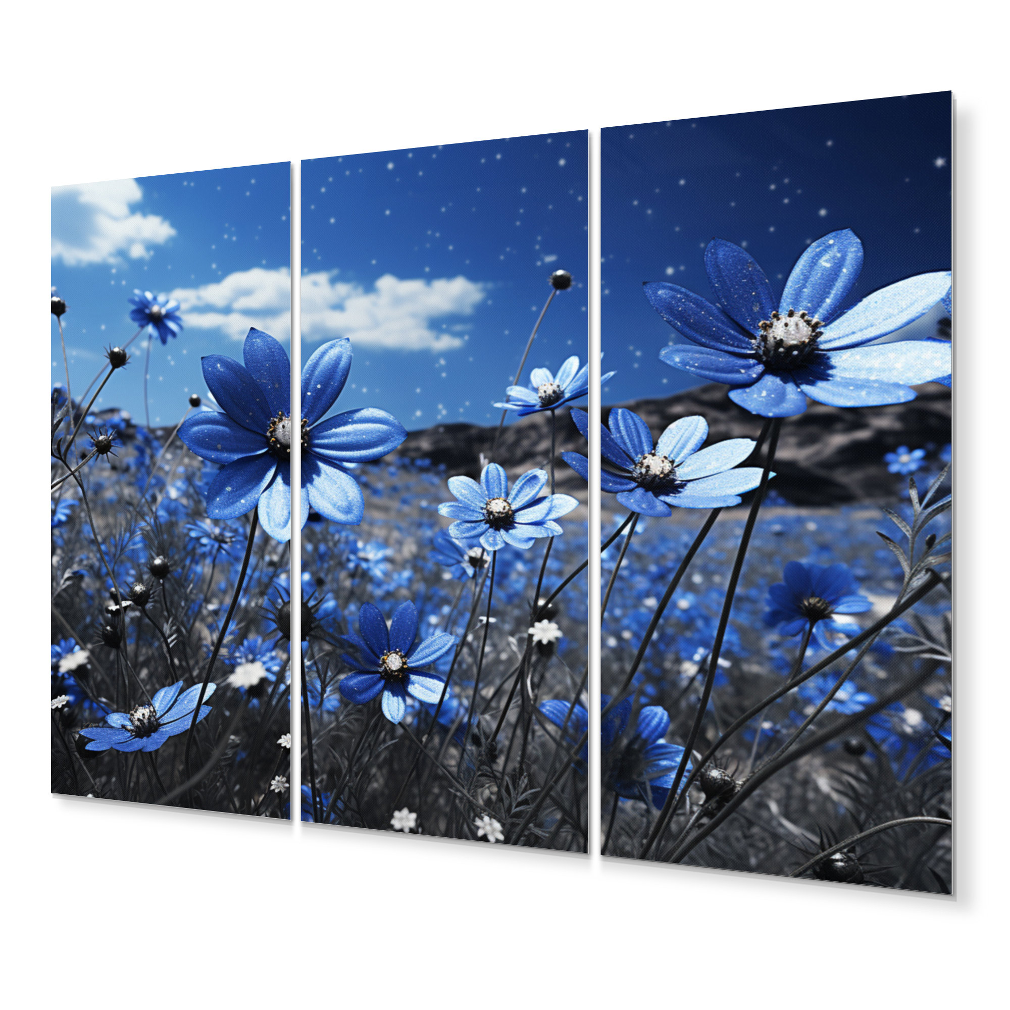 Winston Porter Flower Field Sapphire Meadow II - Floral Canvas Art ...