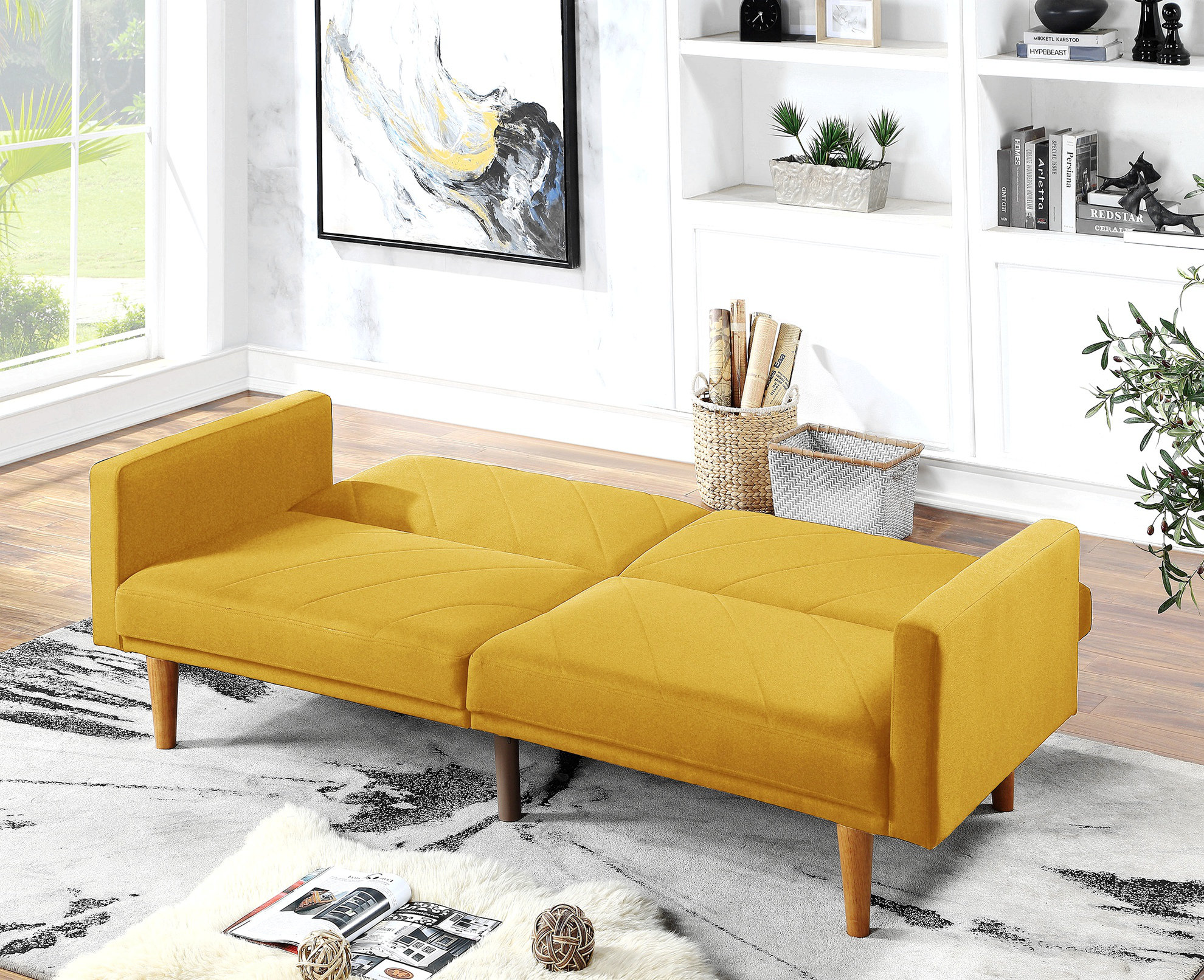 Latitude Run® Modern Electric Look 1Pc Convertible Sofa Couch Linen ...