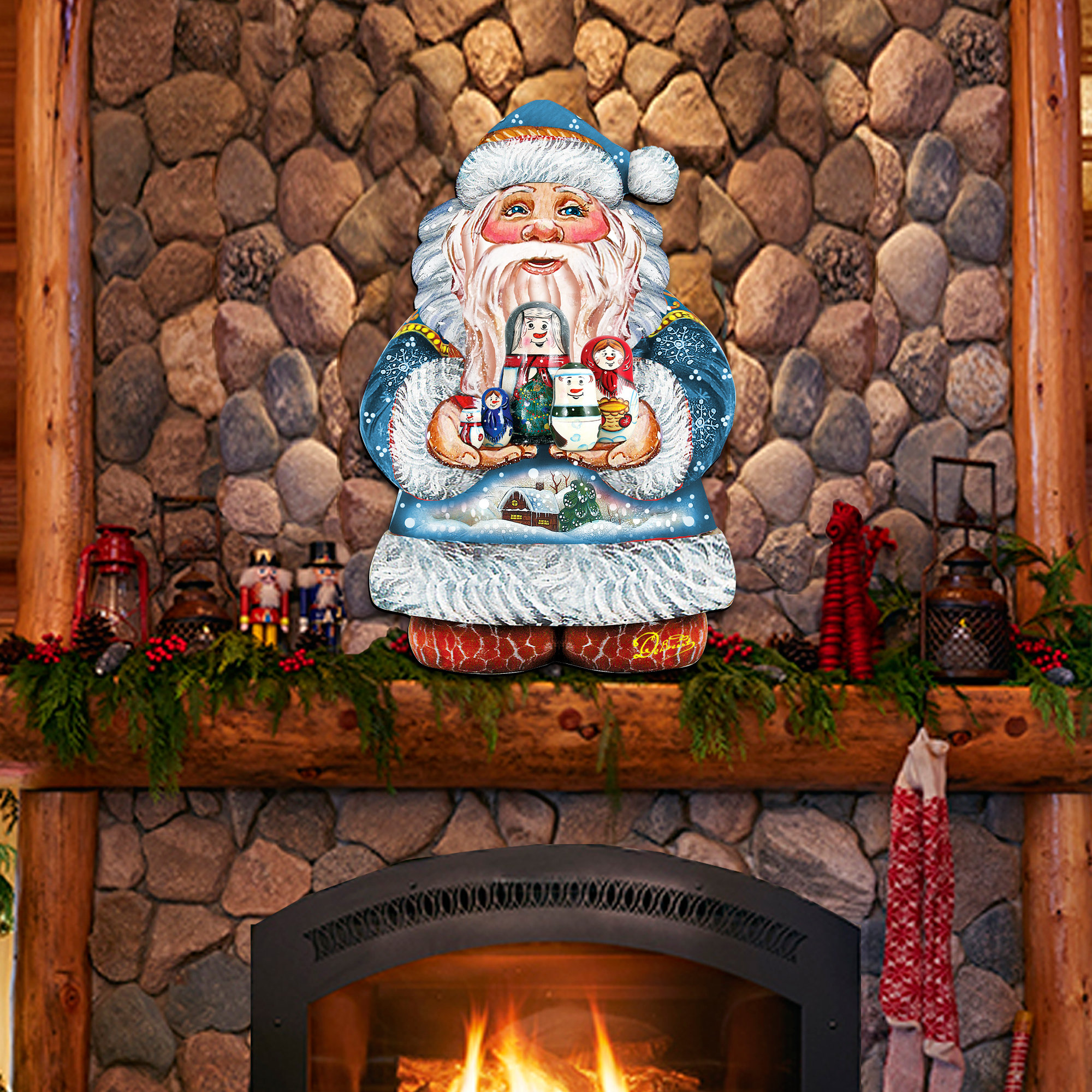 Designocracy Santa Holding Nested Dolls Wooden Door Hanger - Wayfair Canada