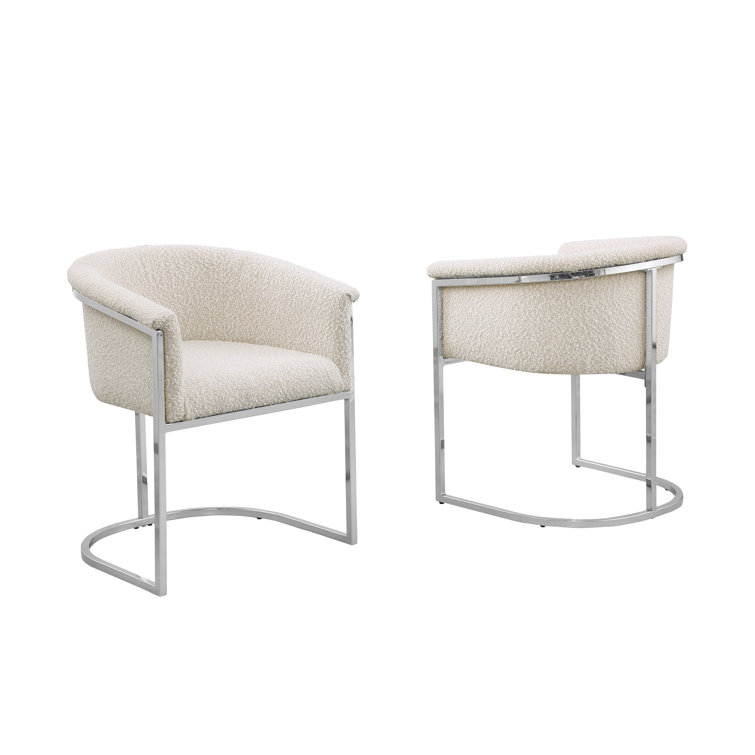 Hokku Designs Boucle Fabric Side Chairs with Base | Wayfair