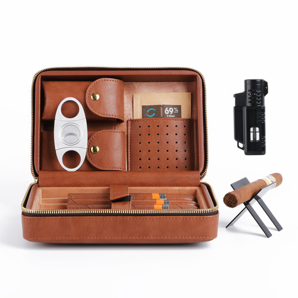 Red Barrel Studio® Portable Cigar Humidor,hold 4 Cigars,handmade ...