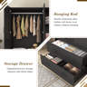 George Oliver 3-Door 71" Armoire Wardrobe With LED Lights, Mirror ...