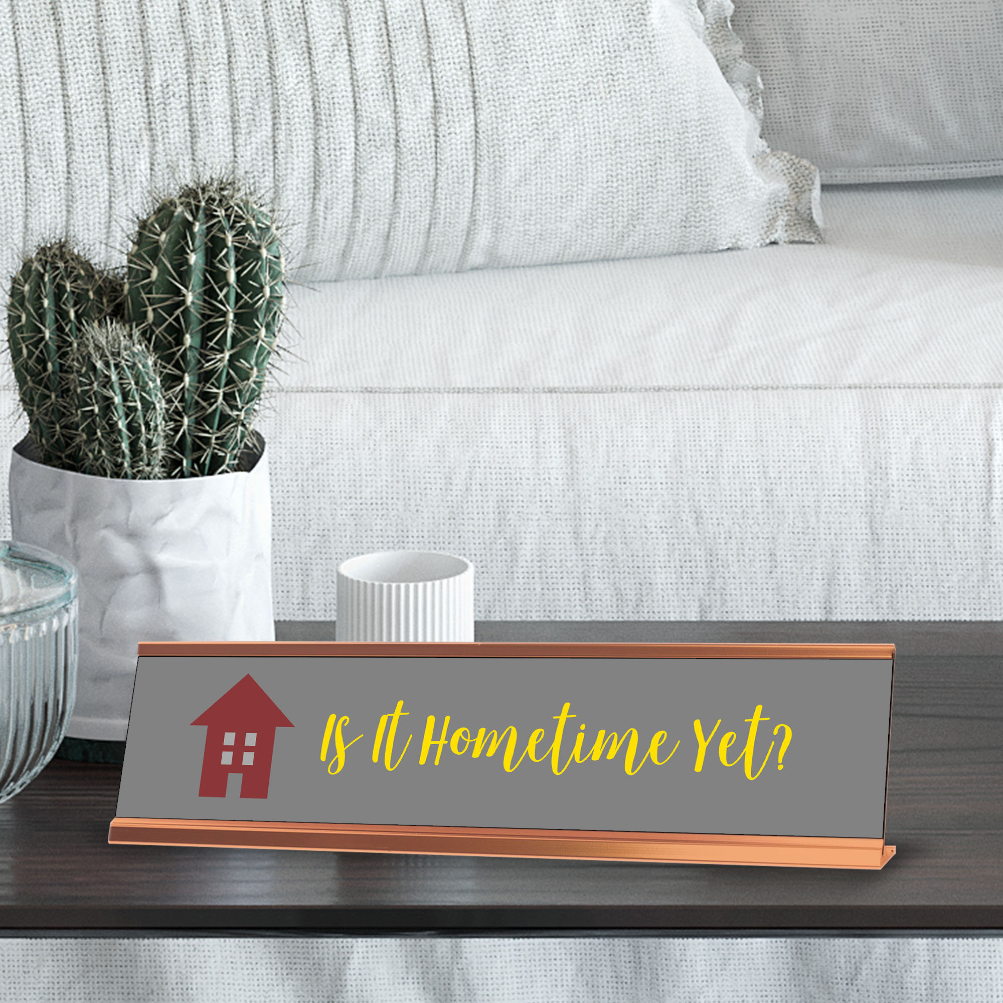 Signs ByLITA Is It Hometime Yet, House, Gold Frame Desk Sign (2 X 8 ...