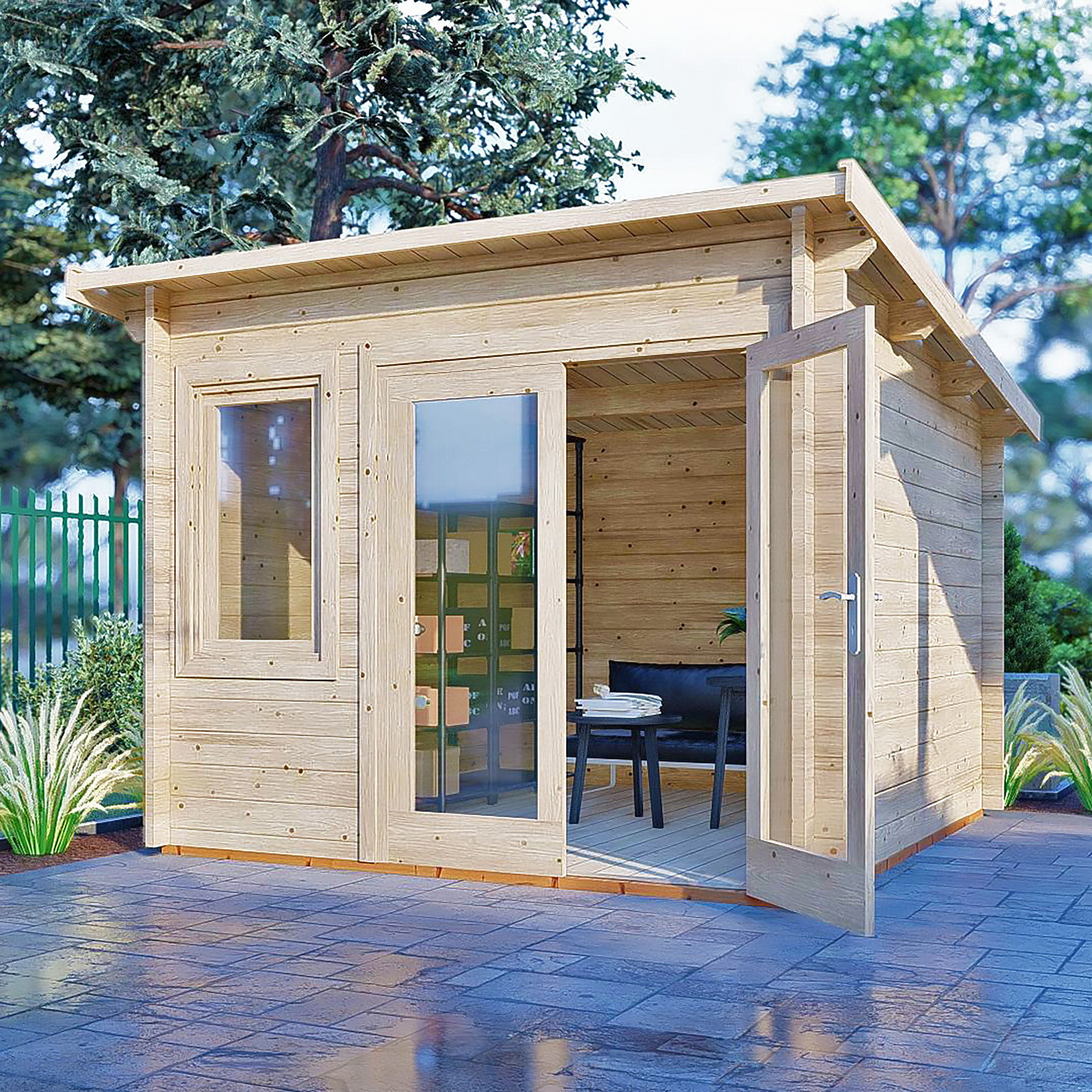 Shire GB Elm 9.5 x 9.5 ft 44 mm Log Cabin | Wayfair.co.uk