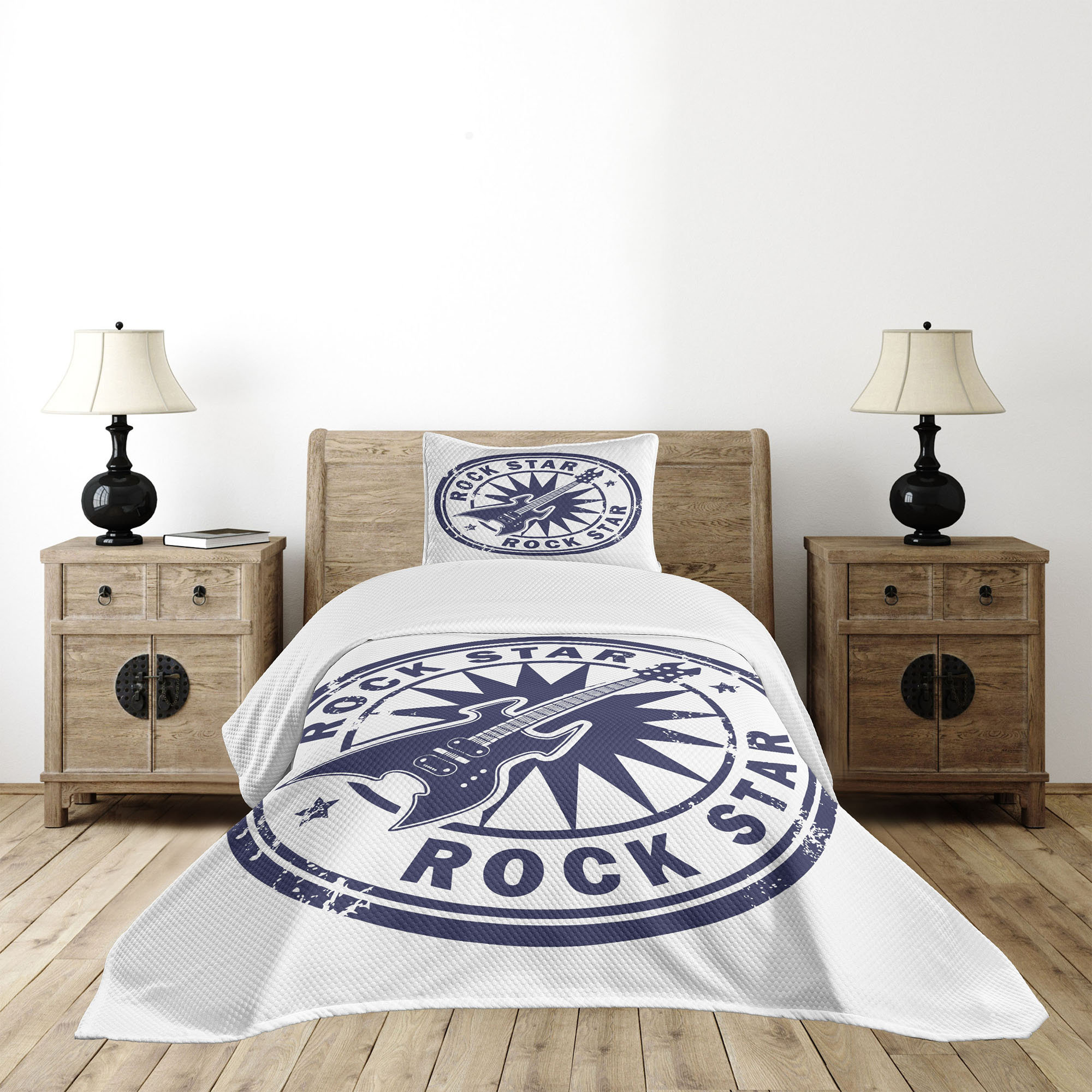 Ambesonne Ambensonne Rock Music Vintage Sun Cobalt Blue | Wayfair