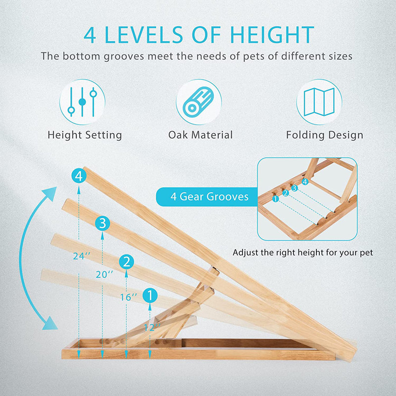 VIVOHOME Destar Wooden Adjustable 40.94" Pet Ramp | Wayfair