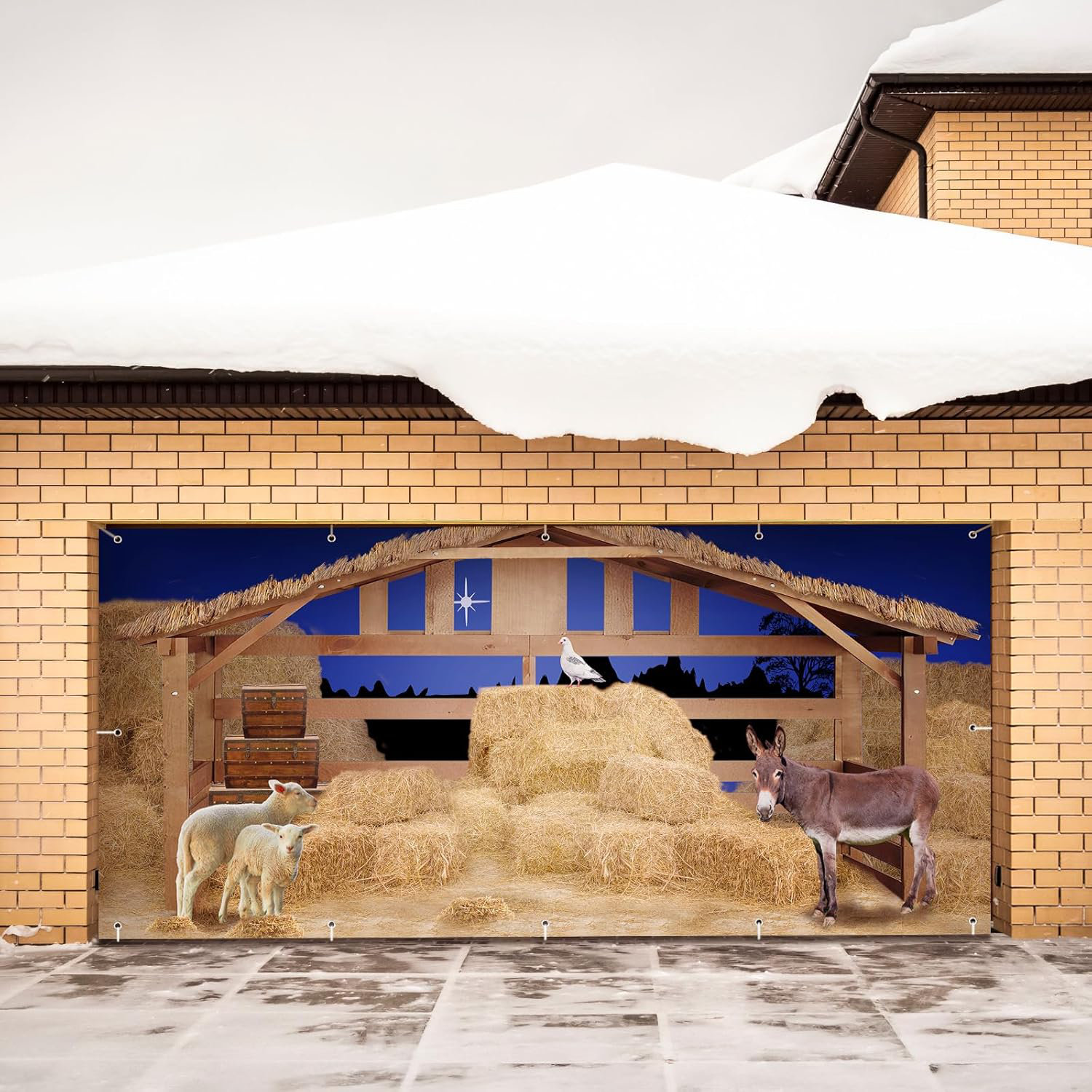 The Holiday Aisle® Christmas Nativity Garage Door Banner Cover Nativity ...