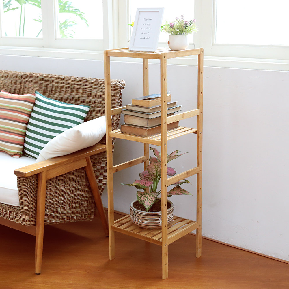 Rebrilliant Bamboo Corner Storage Rack Free Standing Shelving Unit 4 ...