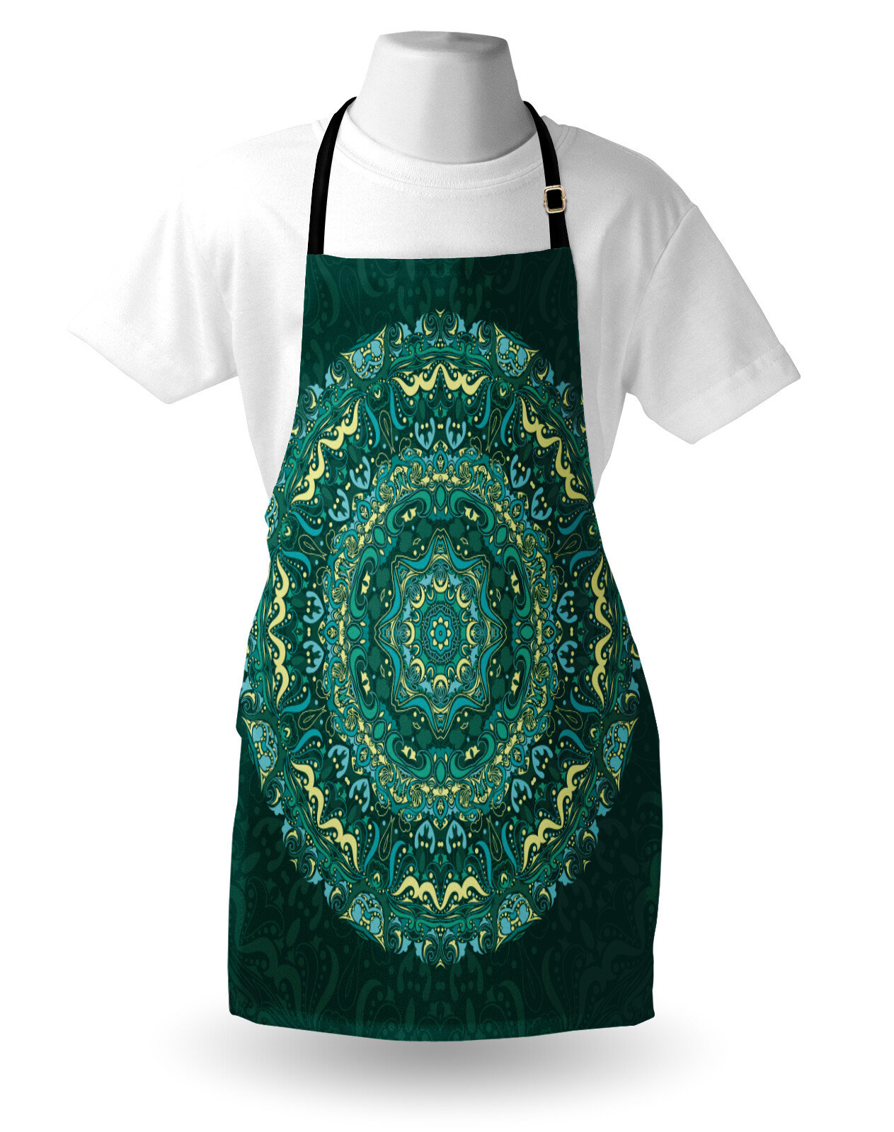 East Urban Home Teal Apron Unisex, Eastern Mandala Circle Form, Adult ...