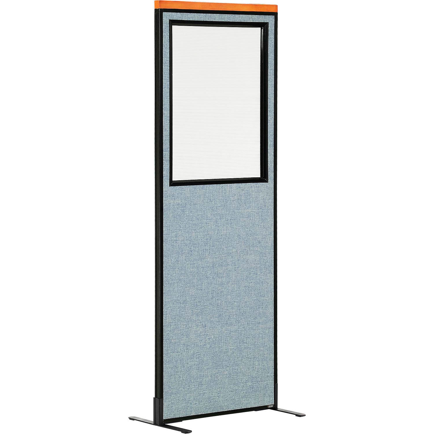 Interion Deluxe Freestanding Blue Office Partition Panel With Partial ...