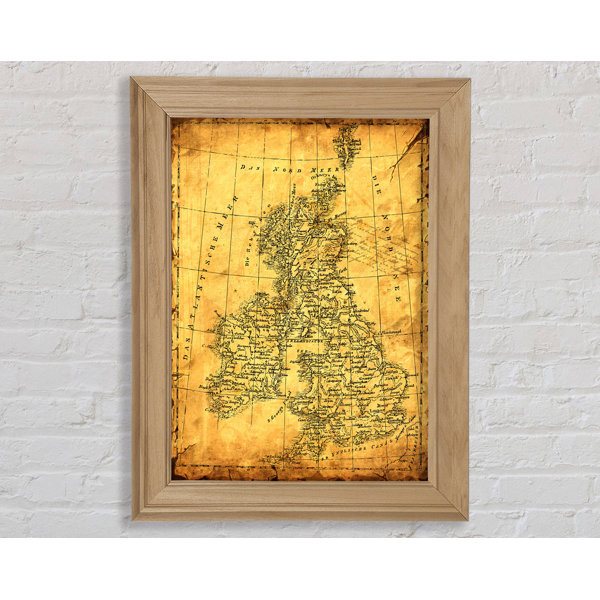 Bright Star Vintage UK Map - Single Picture Frame Art Prints | Wayfair ...