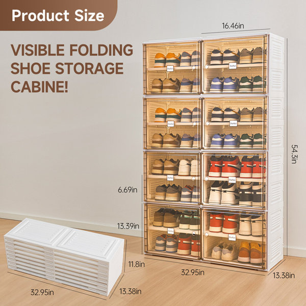 Rebrilliant Collapsible Shoe Rack Organizer 8 Tiers-32 Pairs Foldable ...