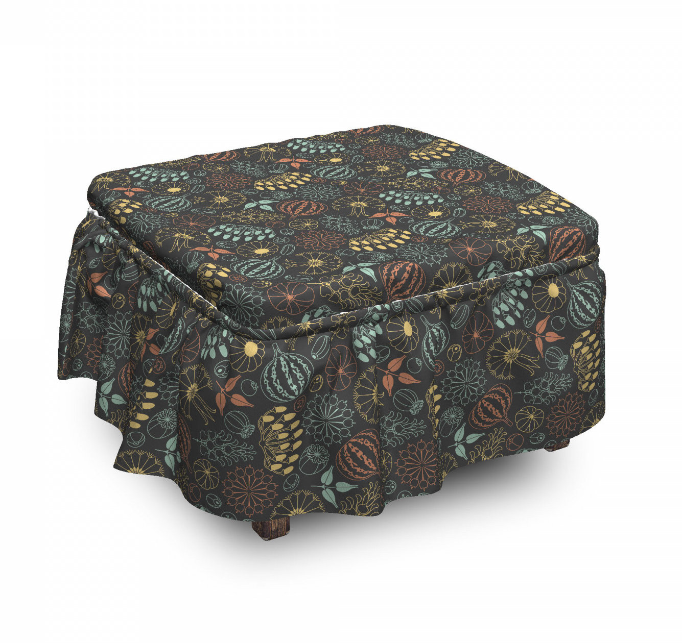 East Urban Home Outline Drawn Seed Berry Ottoman Slipcover | Wayfair