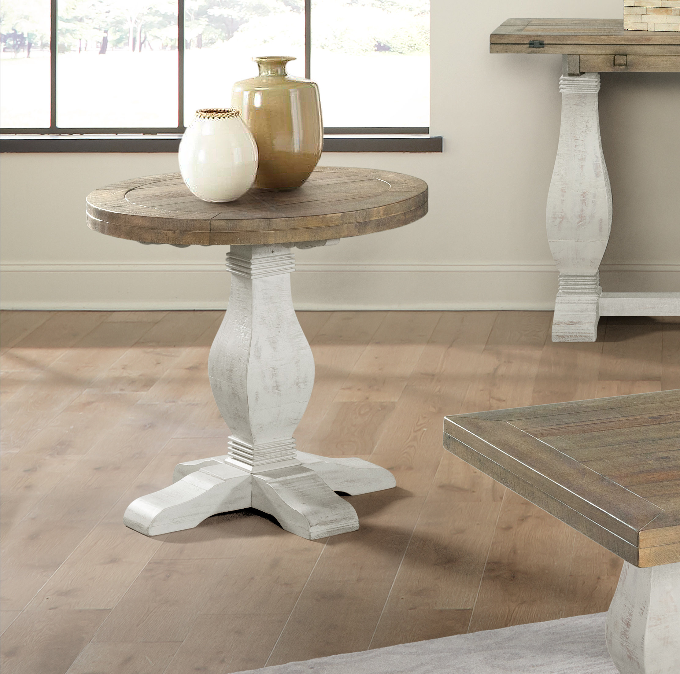The Twillery Co.® Sarcoline Solid Wood Round Pedestal End Table ...