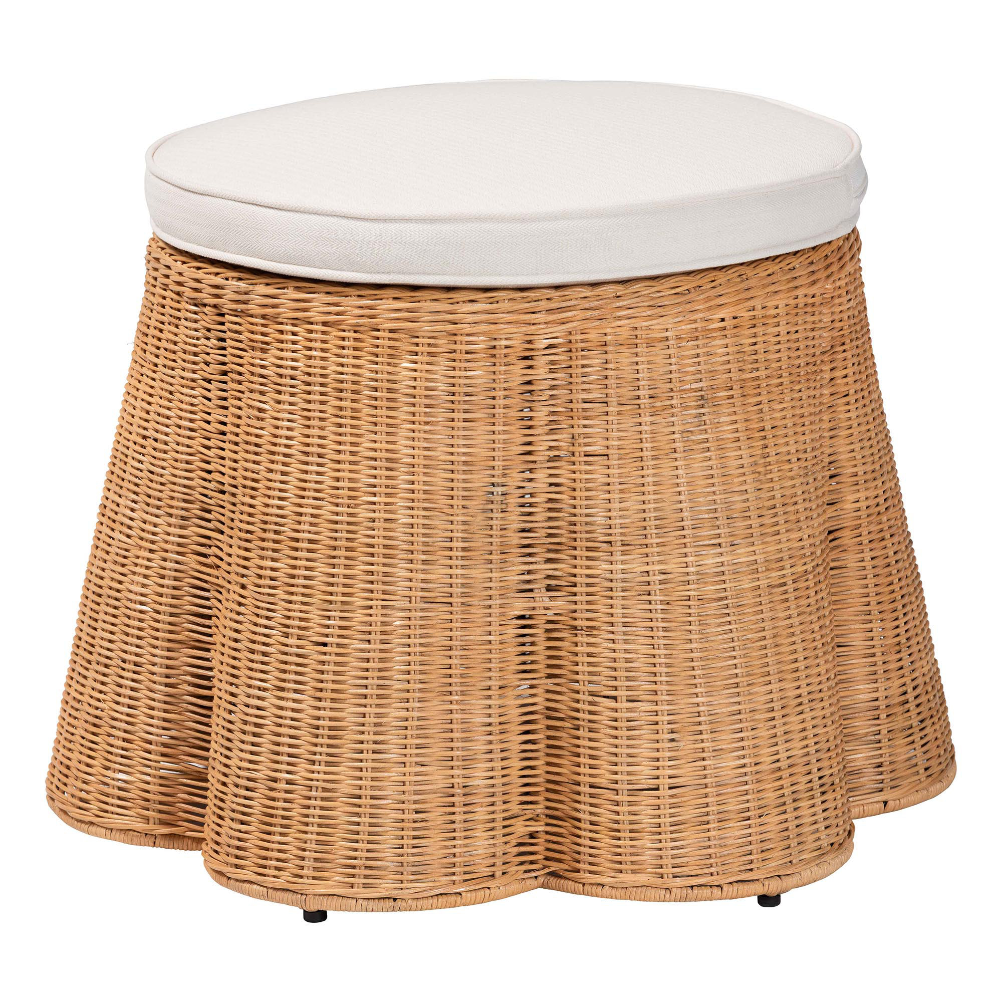 Bay Isle Home™ Bali & Pari Palm Scallop Natural Rattan Ottoman With ...