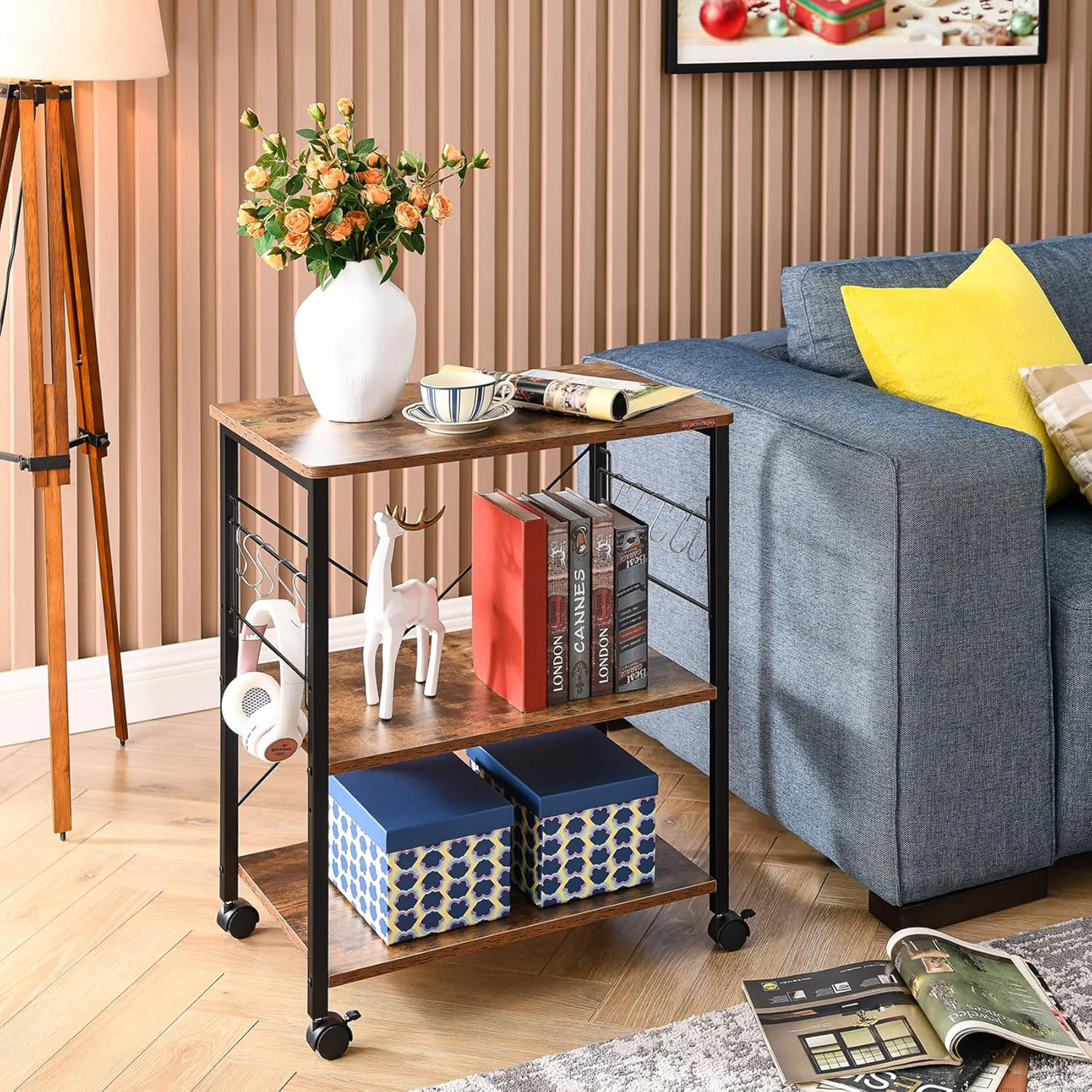 Latitude Run® Wine Rack And Glass Holders, Rolling Wine Cart For ...