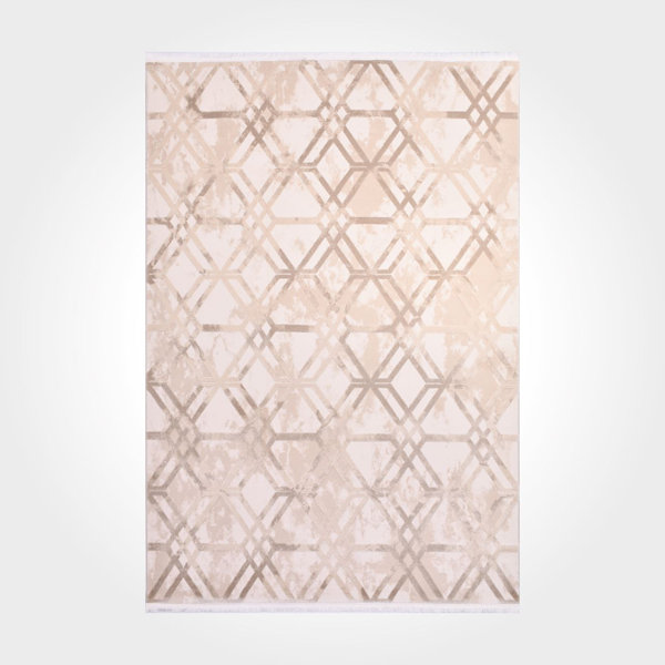Williston Forge Susanna Geometric Machine Woven Cream Area Rug ...