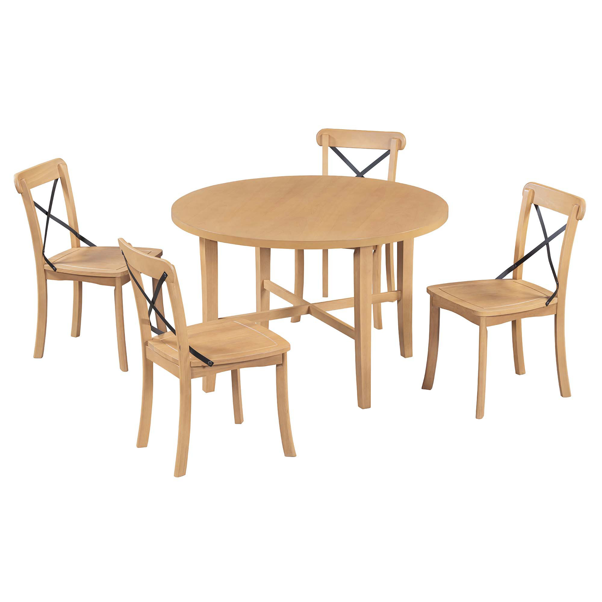August Grove® 5-Piece Dining Set,Retro Simple Round Table And 4 Chairs ...