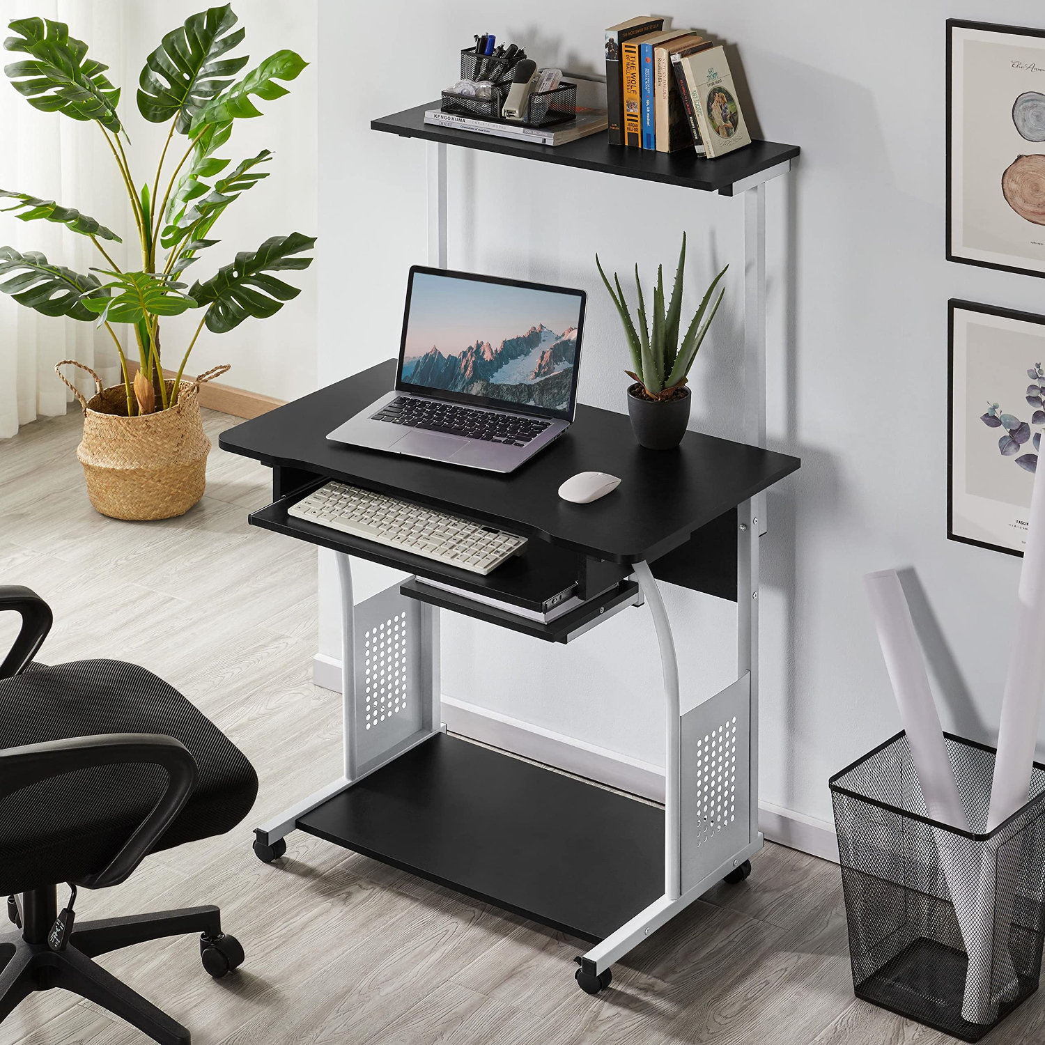 Wrought Studio 2 Tier Mobile Computer Desk With Printer Shelf ...