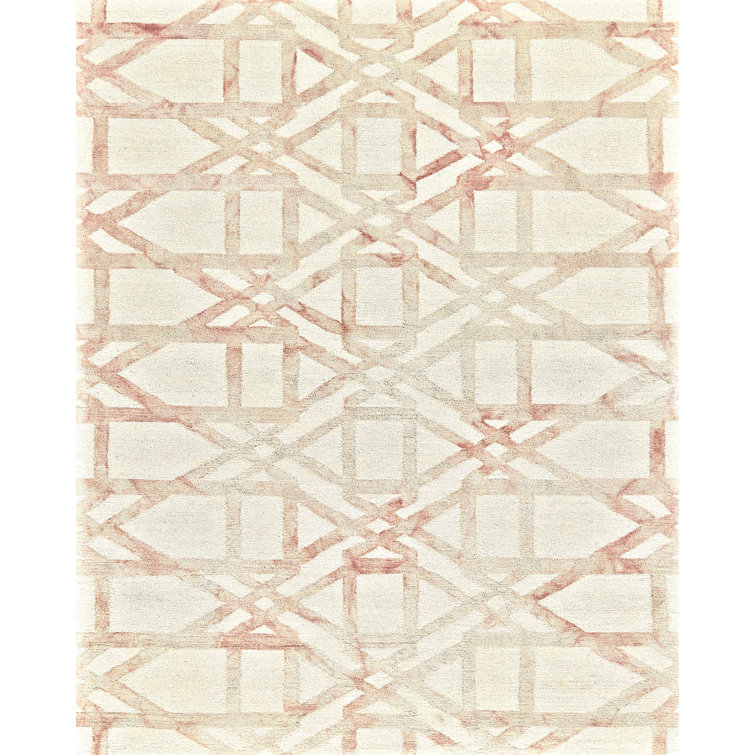 Dakota Fields Abstract Handmade Tufted Wool Blush Pink Area Rug ...