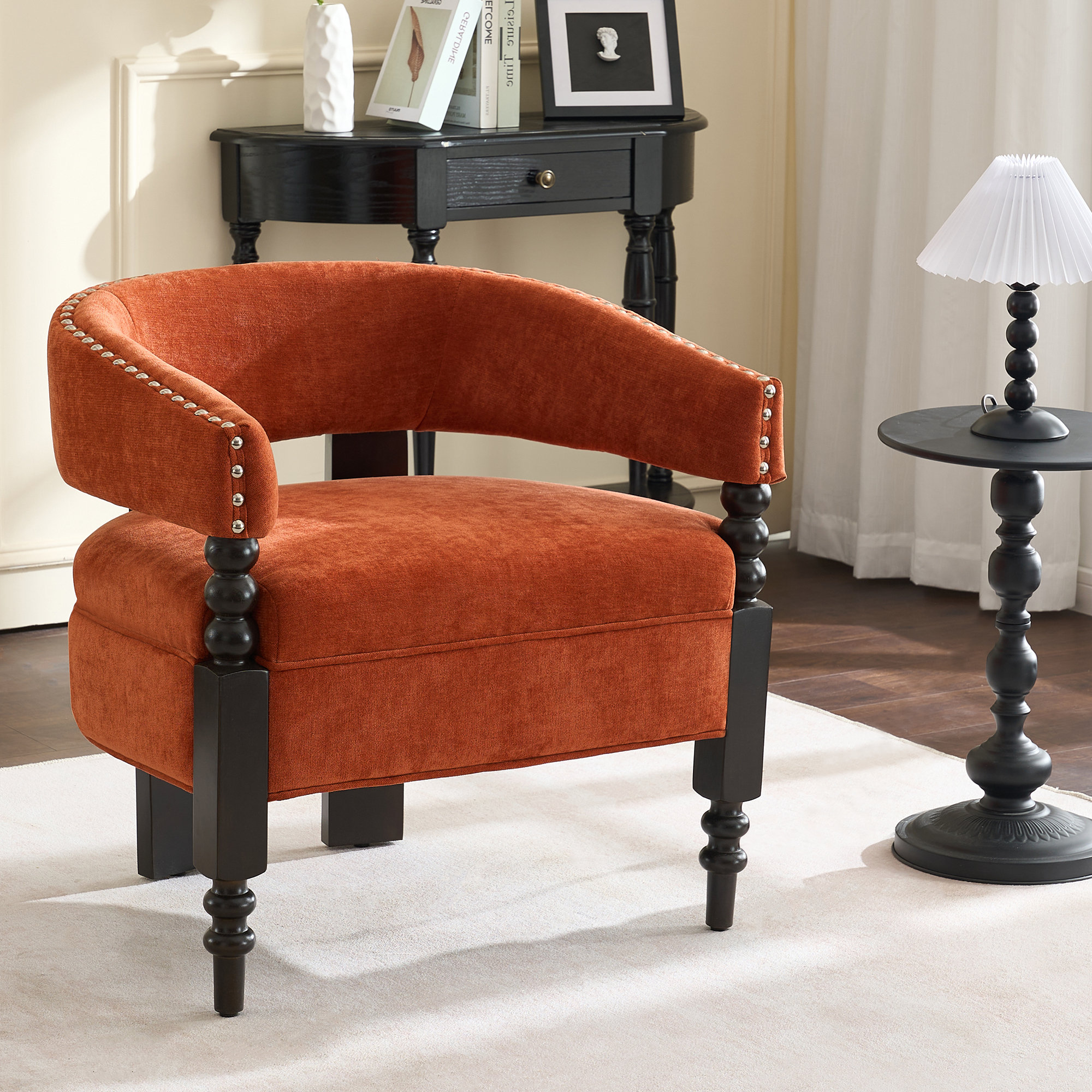 Charlton Home® Barrel Upholstered Armchair | Wayfair