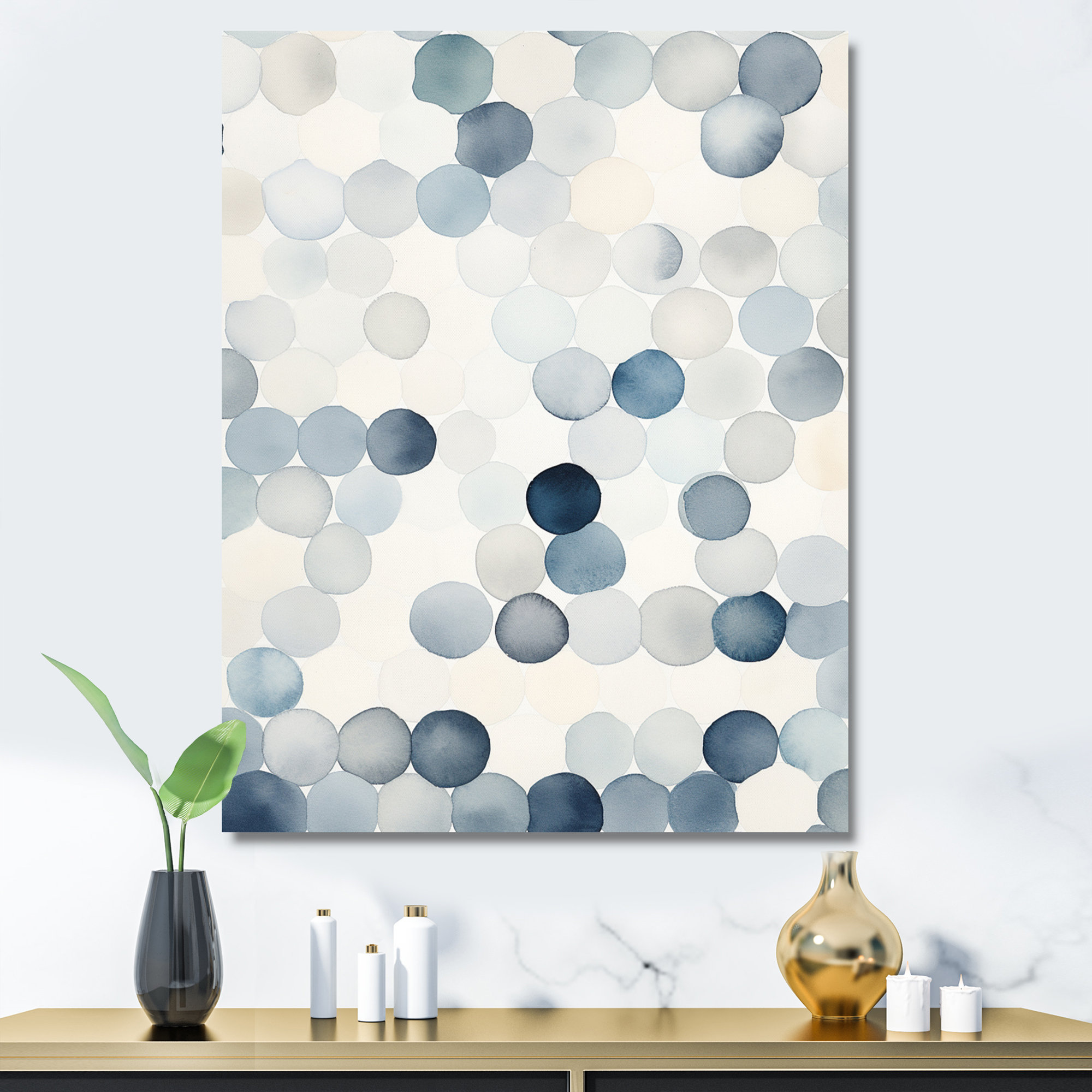 Wrought Studio Circle Matrix Watercolor In Faded Retro Blue I - Modern ...