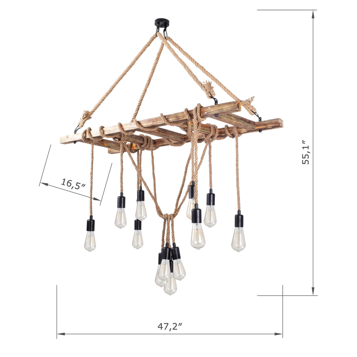 Breakwater Bay Claar 12 - Light Unique Rectangle Chandelier with Rope ...